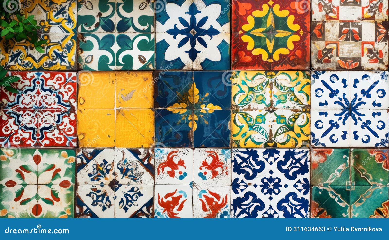 Vintage Traditional Tile Background. Colourful Azulejos Pattern Stock ...