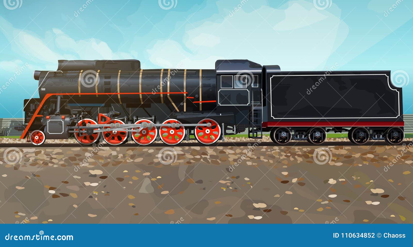 Vintage train side view stock vector. Illustration of stone - 110634852