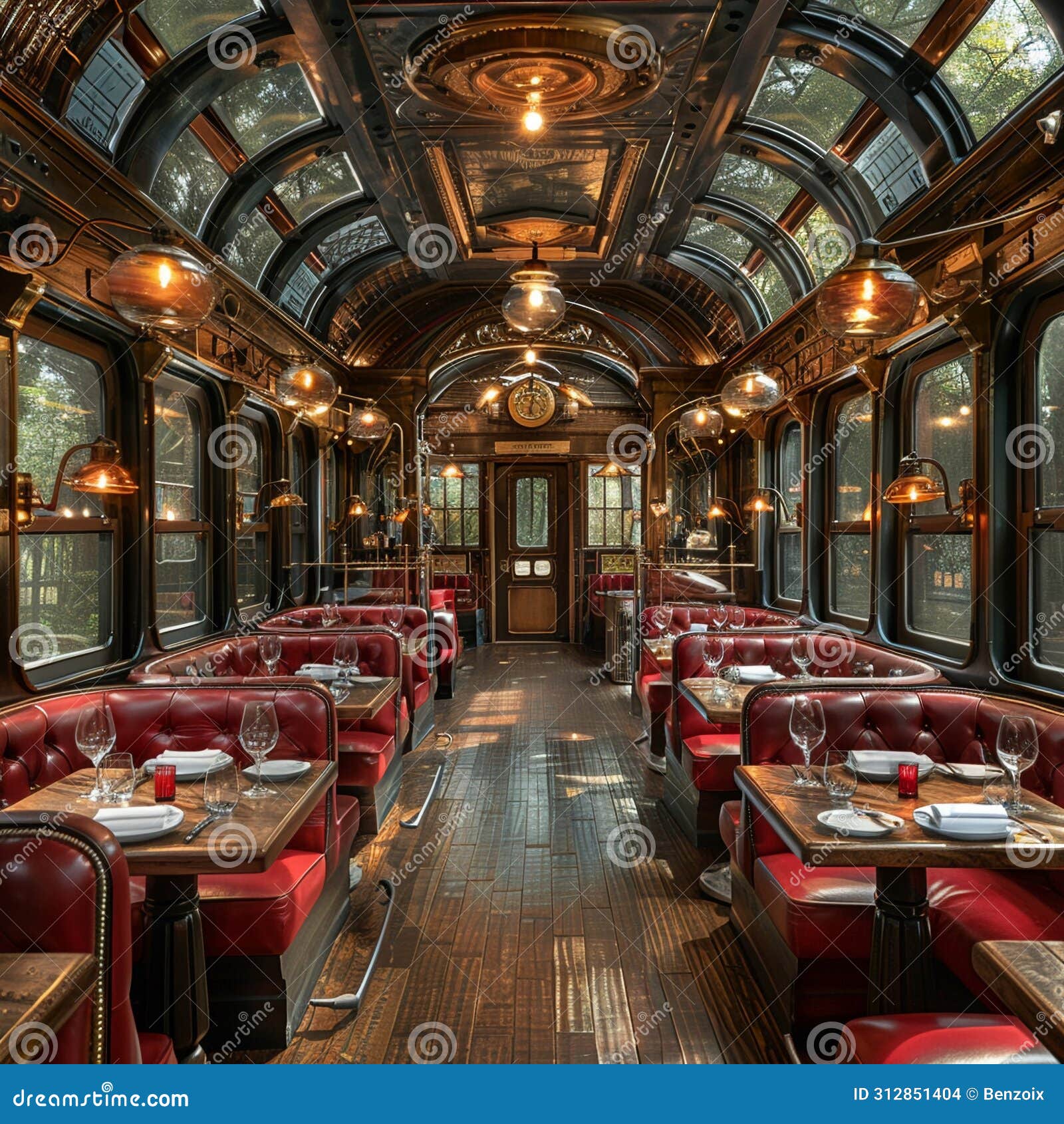 Vintage Train-themed Restaurant with Booth Seating in Old Carriages ...