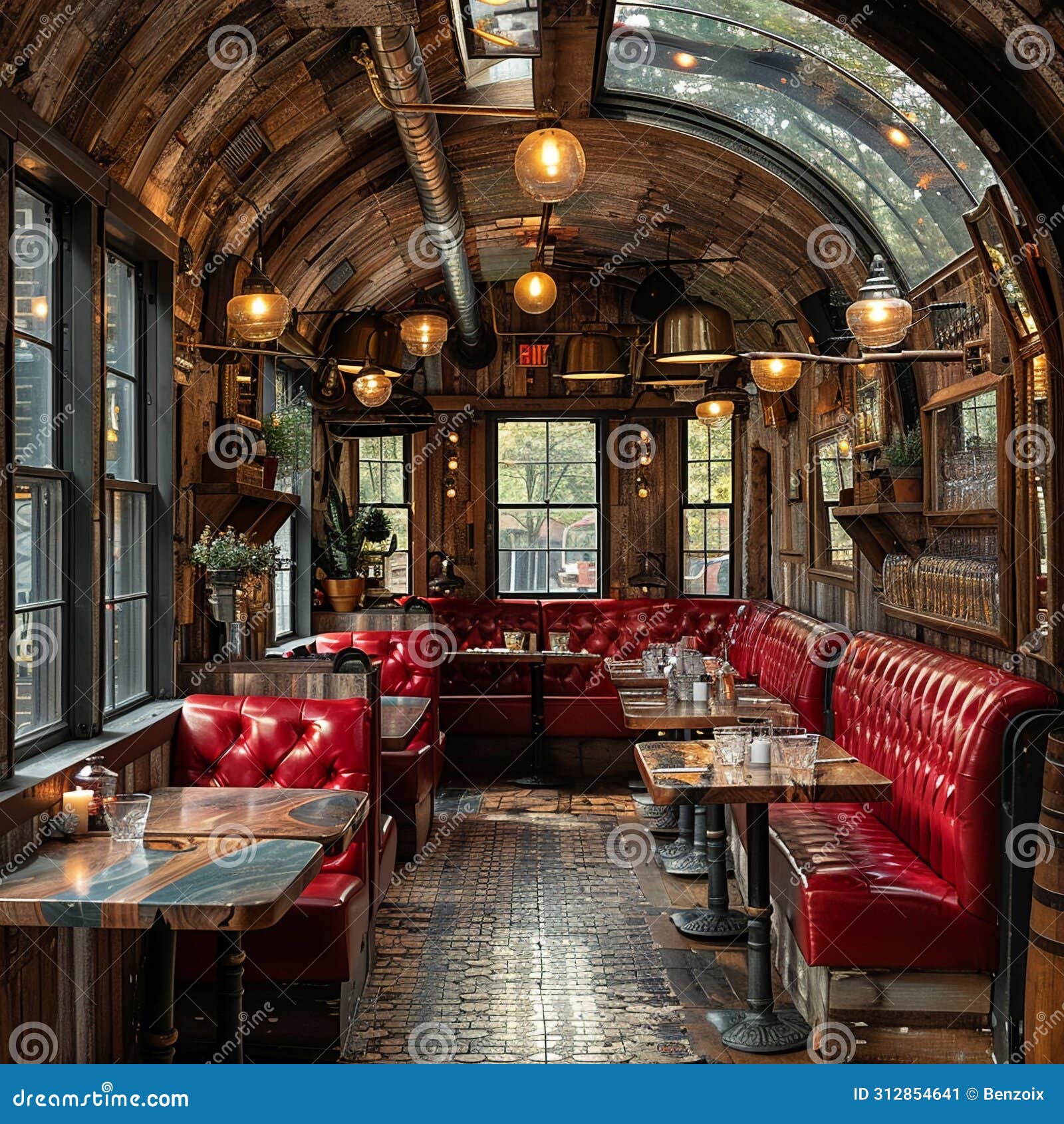 Vintage Train-themed Restaurant with Booth Seating in Old Carriages ...