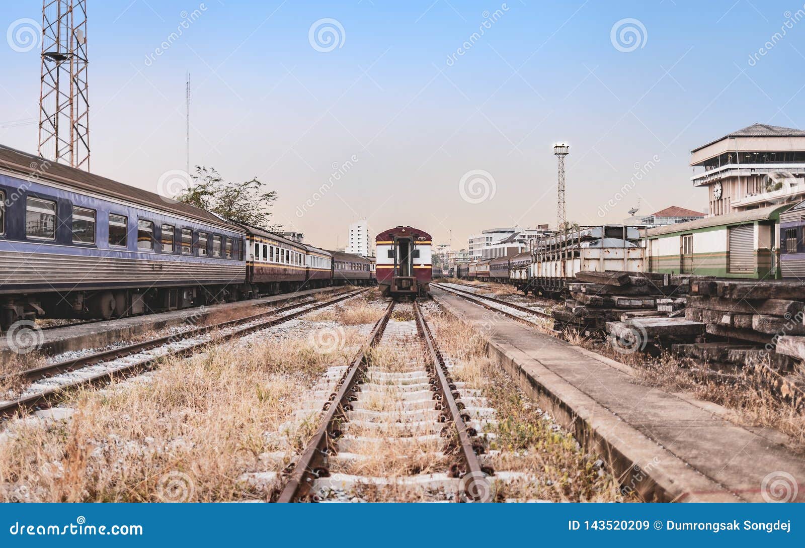 Vintage Train Warehouse in Sunset Stock Image - Image of tourist ...