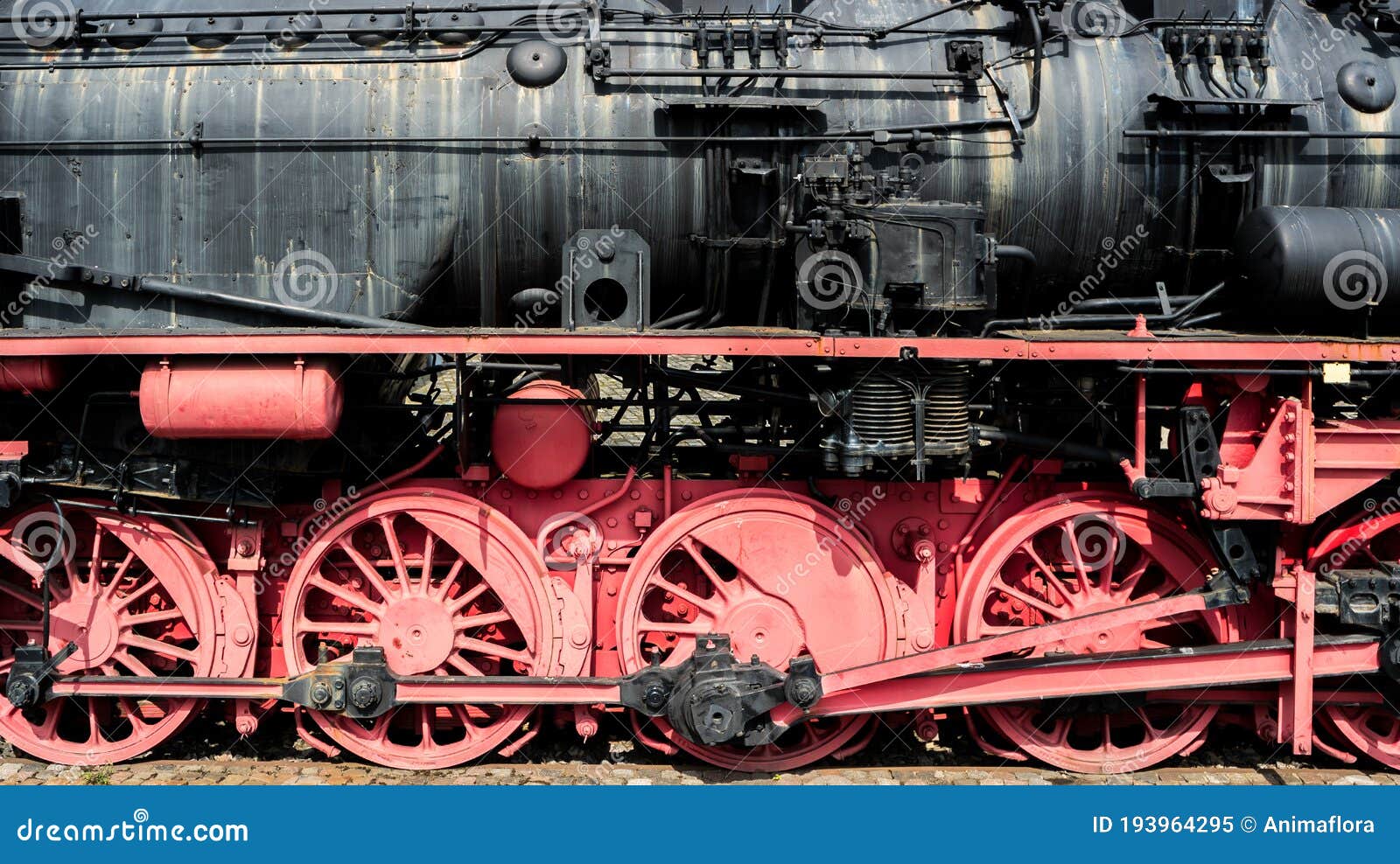 Red Wheels Of Retro Steam Locomotive Stock Image | CartoonDealer.com ...