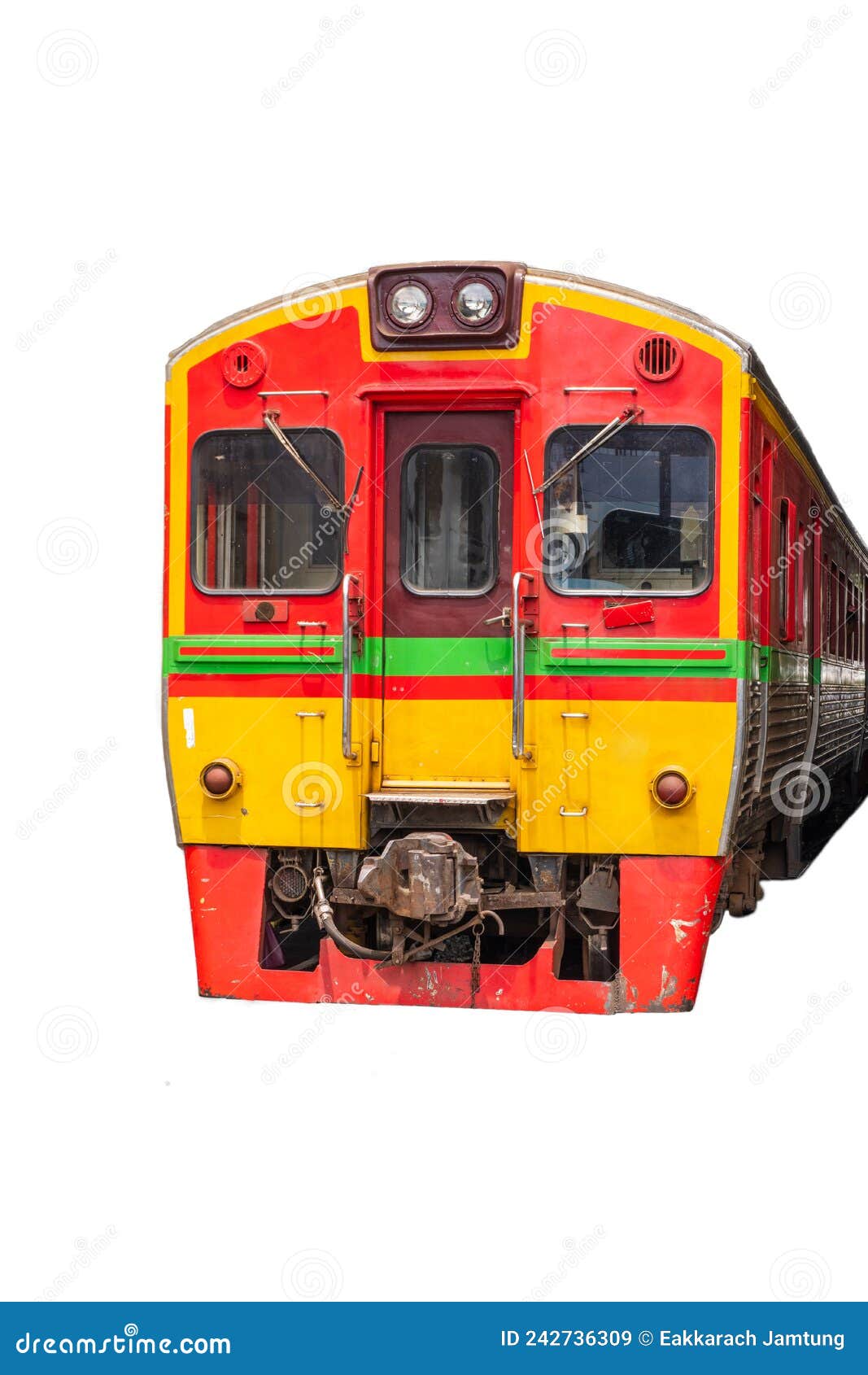 Front View of Vintage Train on White Background. Stock Image - Image of ...