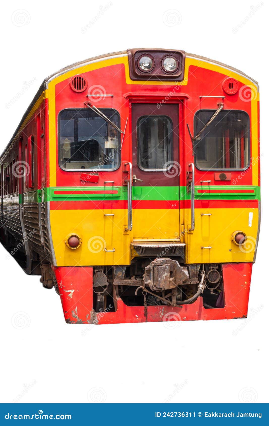 Front View of Vintage Train on White Background. Stock Image - Image of ...
