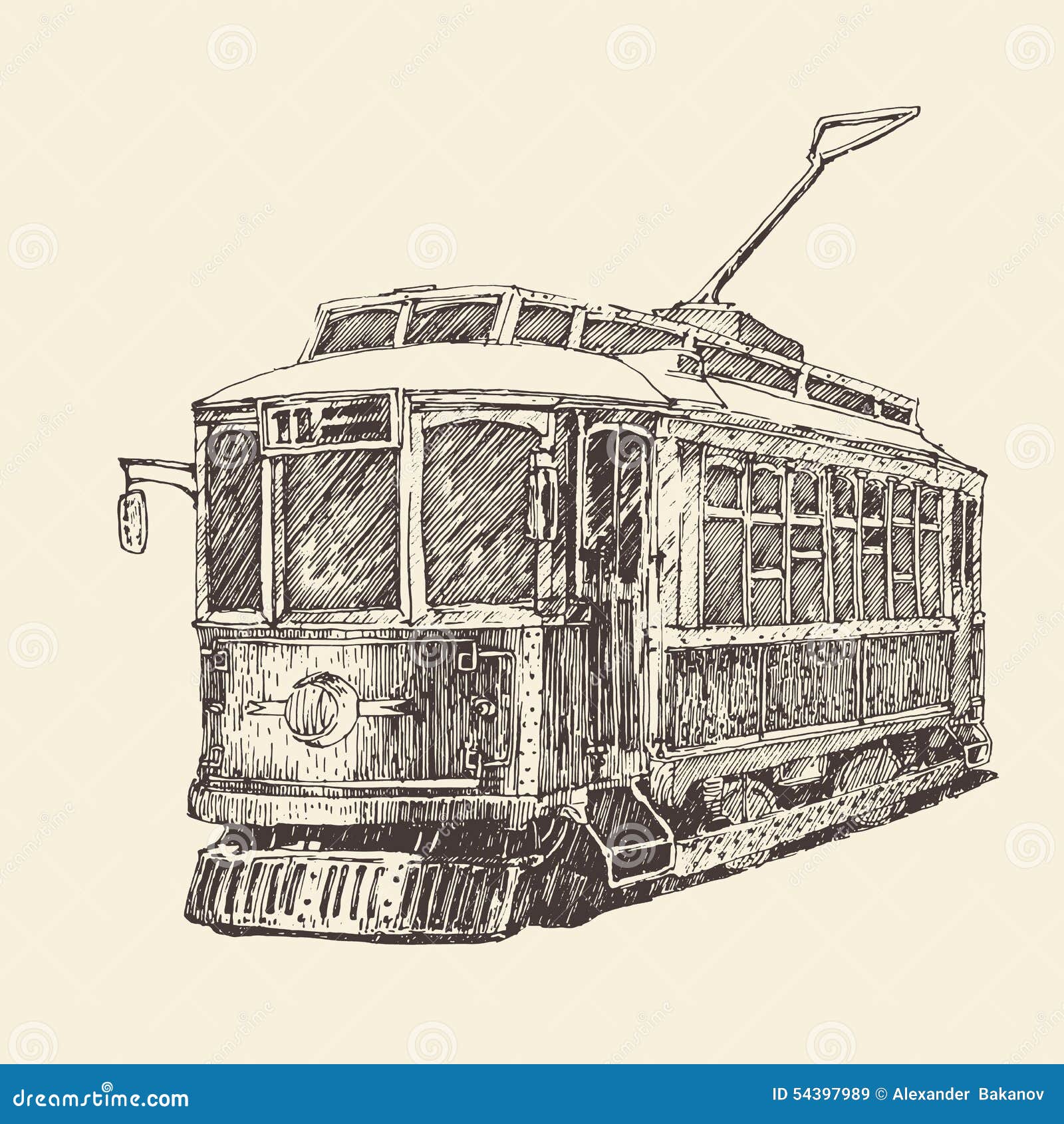 Vintage Tram Front View Icon. Trams On The Railway Transportation ...