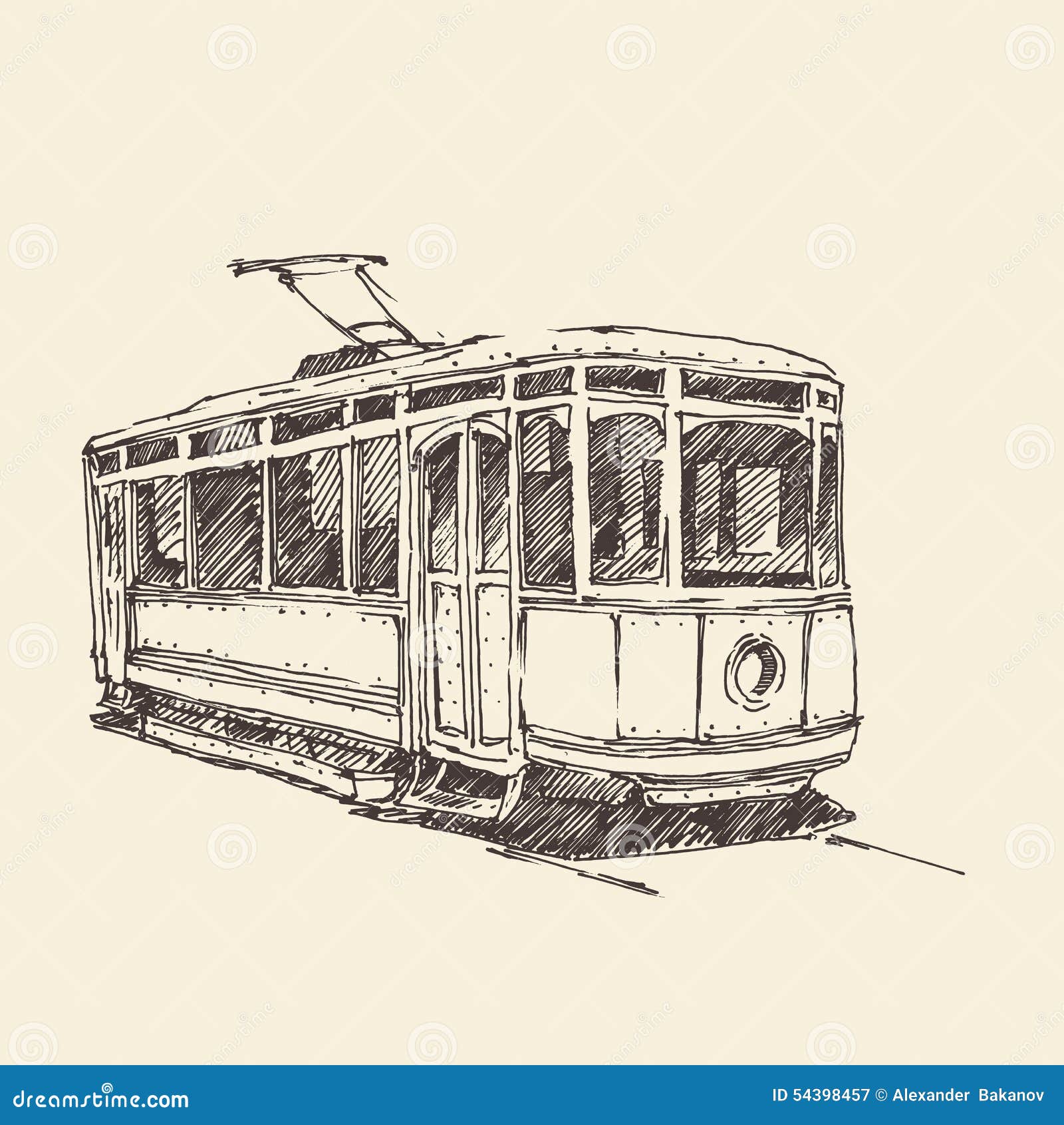Vintage Tram Front View Icon. Trams On The Railway Transportation ...