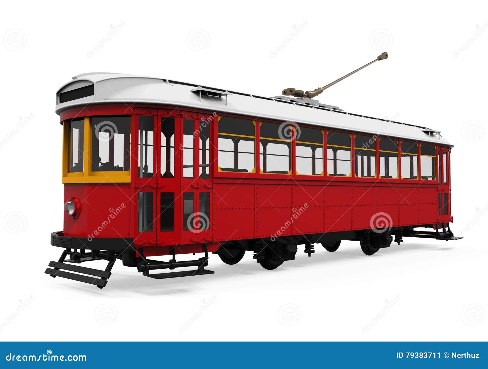 Tram Isolated On White Background. Cartoon City Public Transport ...