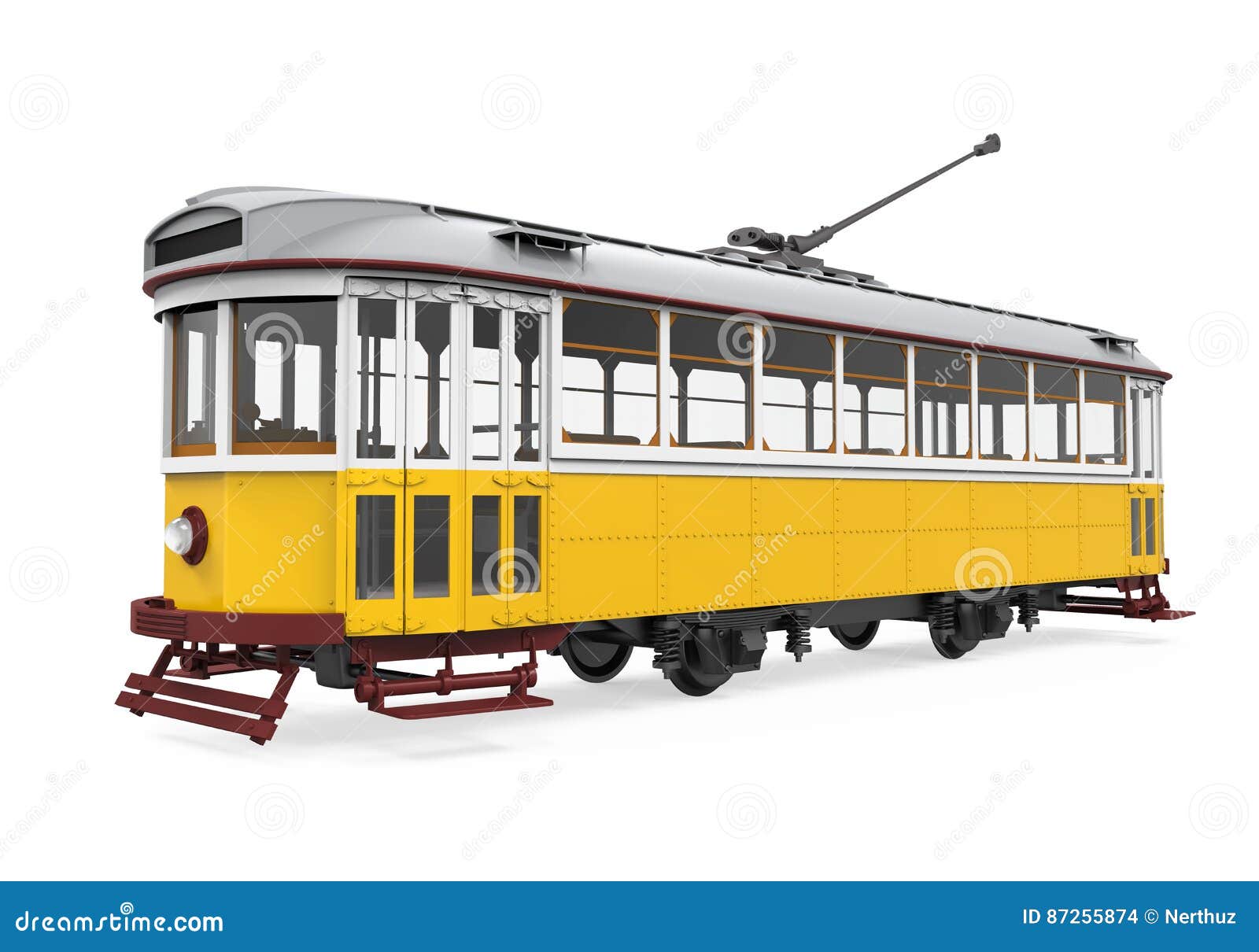Vintage Tram Isolated stock illustration. Illustration of rail - 87255874