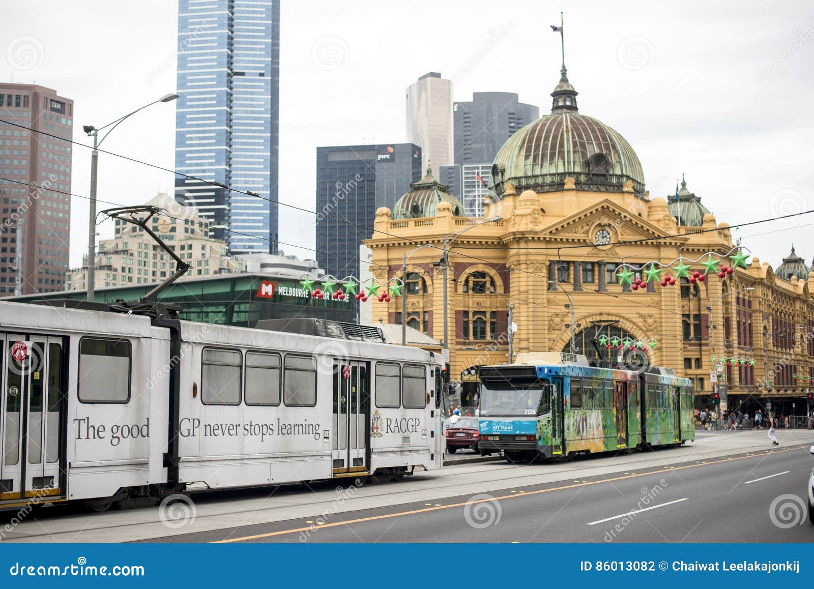 Vintage tram in Melbourne. editorial photography. Image of station ...