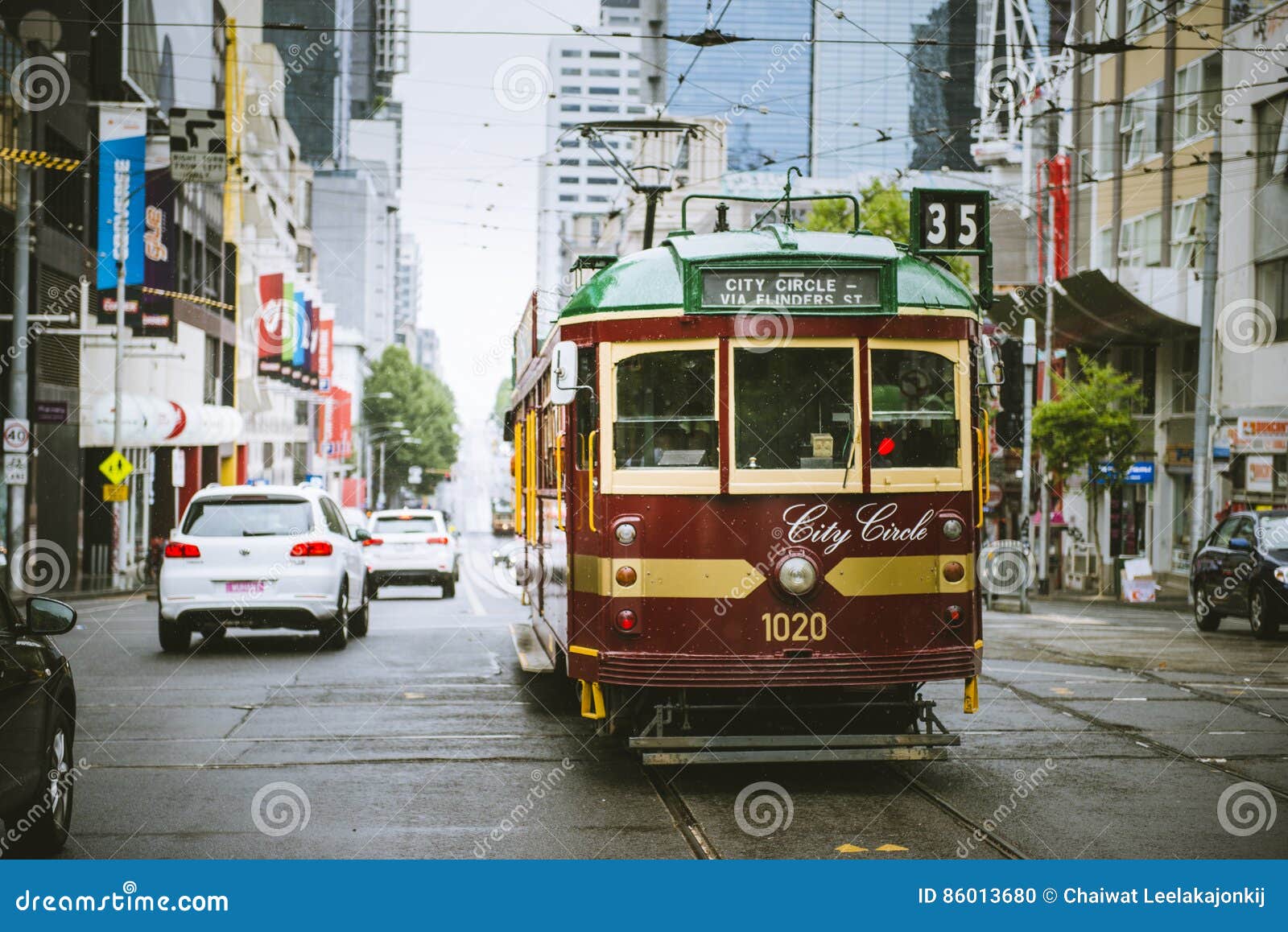 Vintage tram in Melbourne. editorial image. Image of sightseeing - 86013680