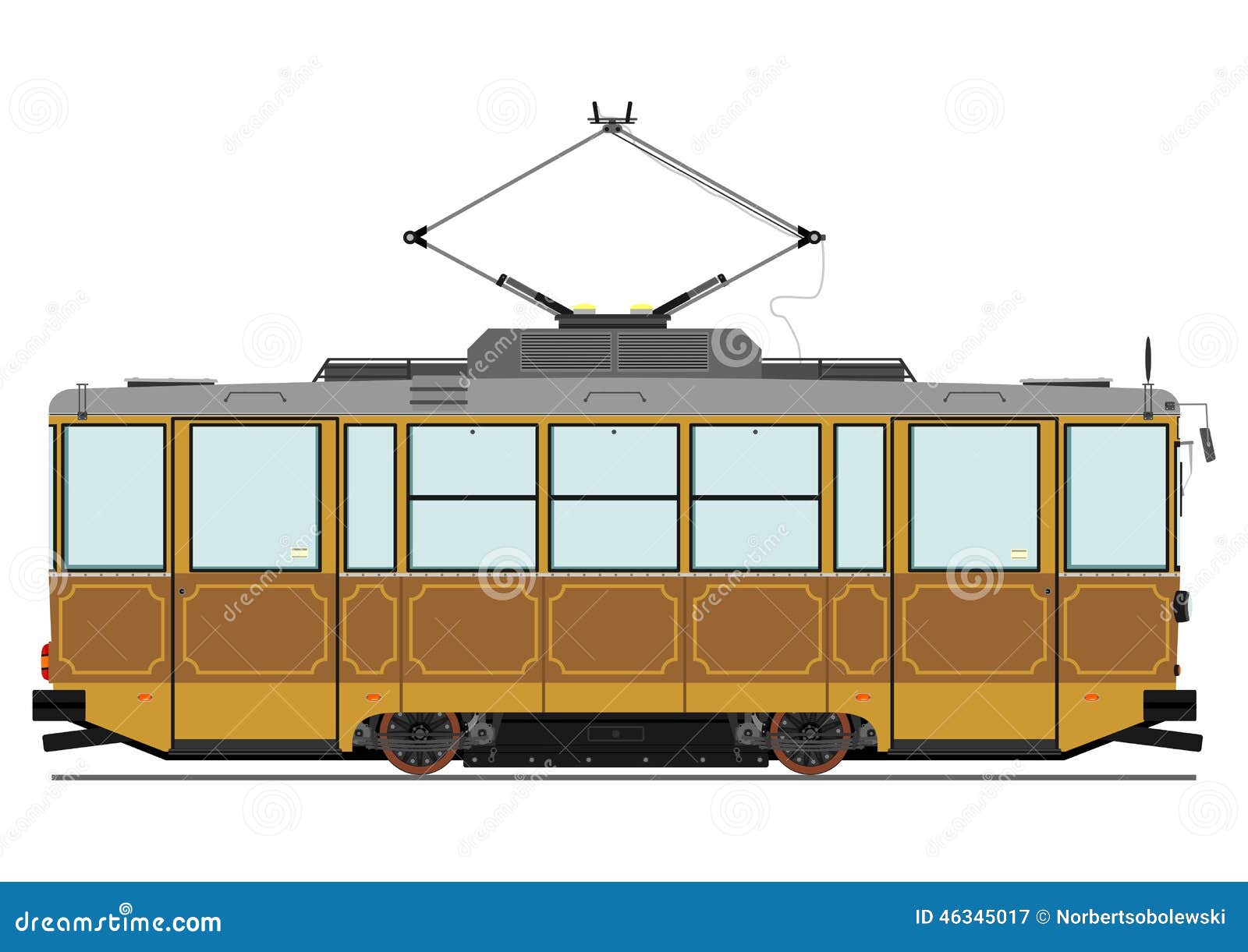Vintage tram stock vector. Illustration of cartoon, classic - 46345017