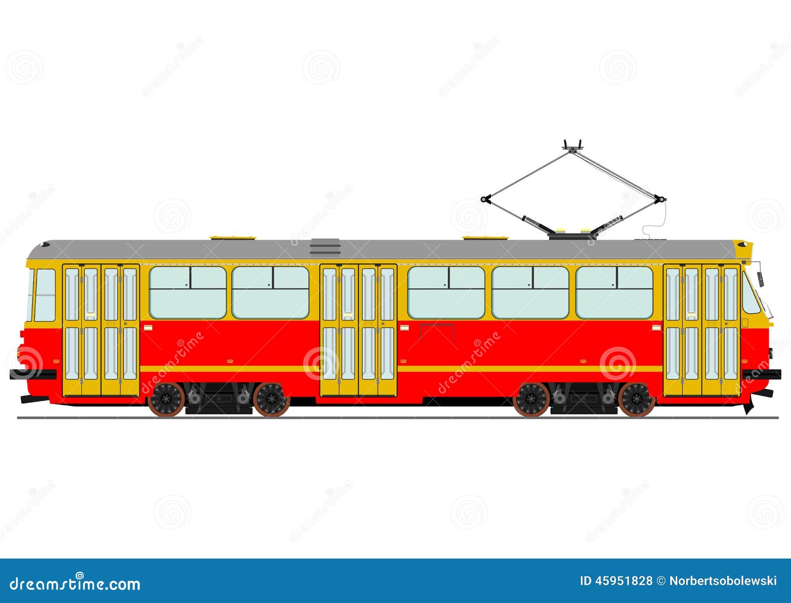 Vintage Tram Front View Icon. Trams On The Railway Transportation ...