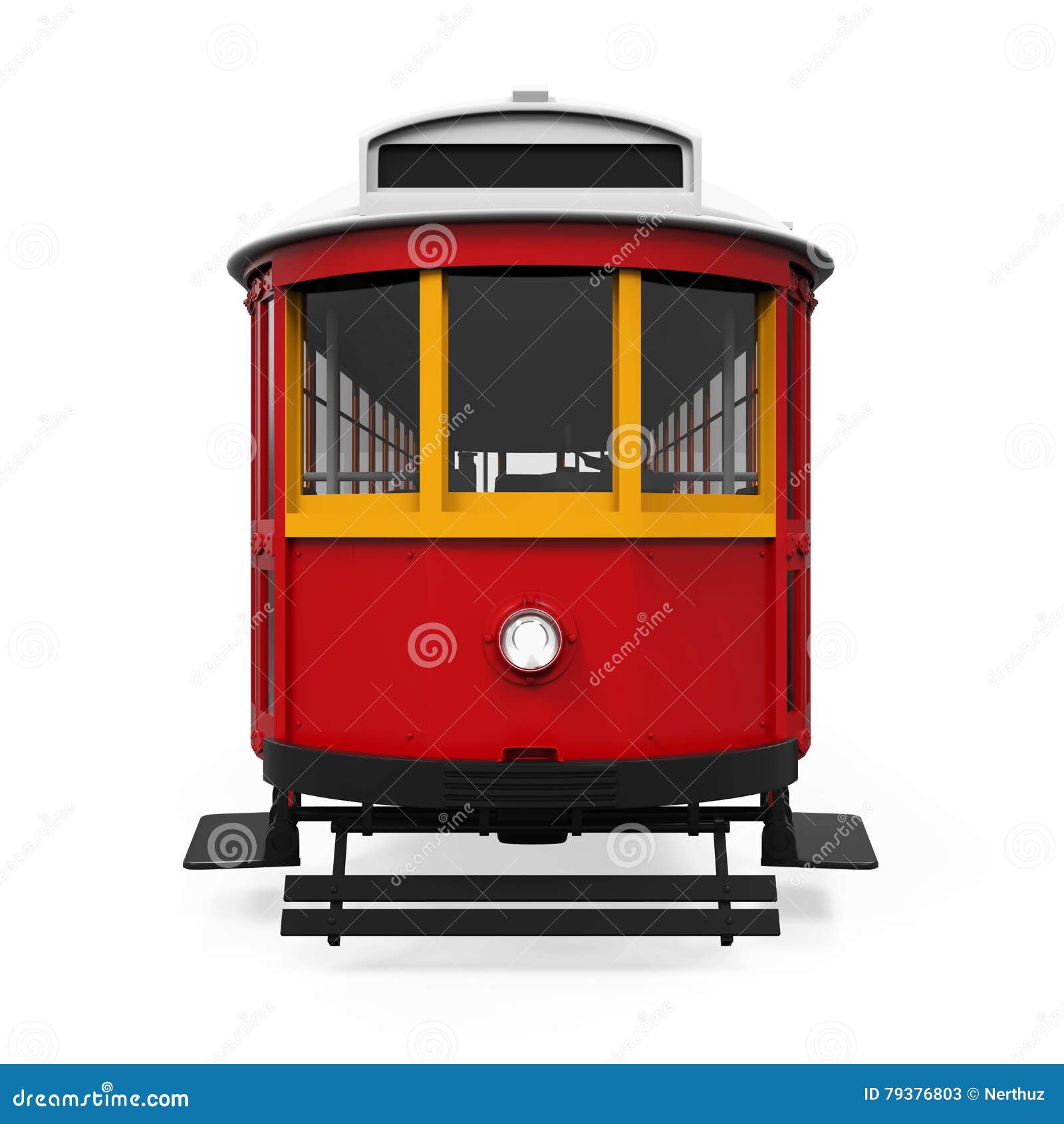 Vintage Tram. Retro Tram. Detailed Tram. Side View Tram. Cartoon Vector ...