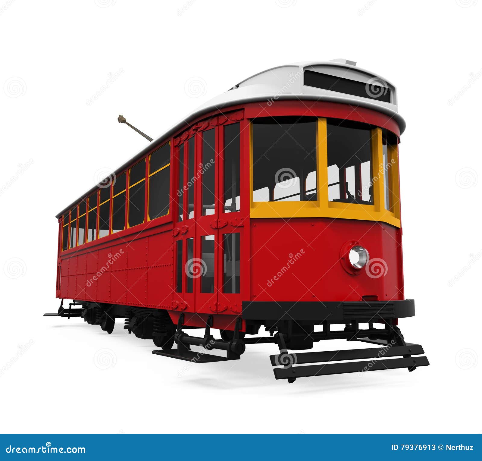 Vintage Tram. Retro Tram. Detailed Tram. Side View Tram. Cartoon Vector ...