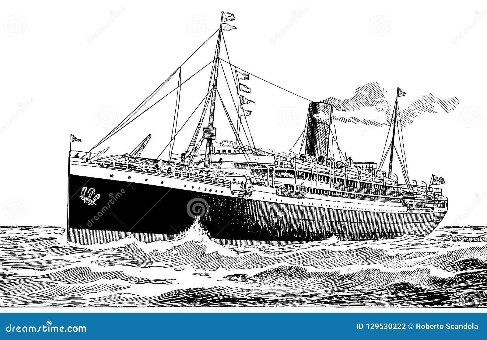Vintage Transatlantic Ship Engraving Stock Vector - Illustration of ...