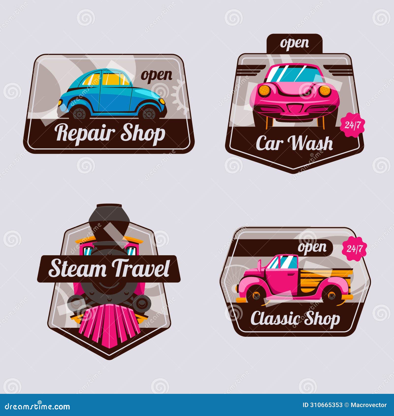 Vintage Transportation Labels Set Stock Illustration - Illustration of ...