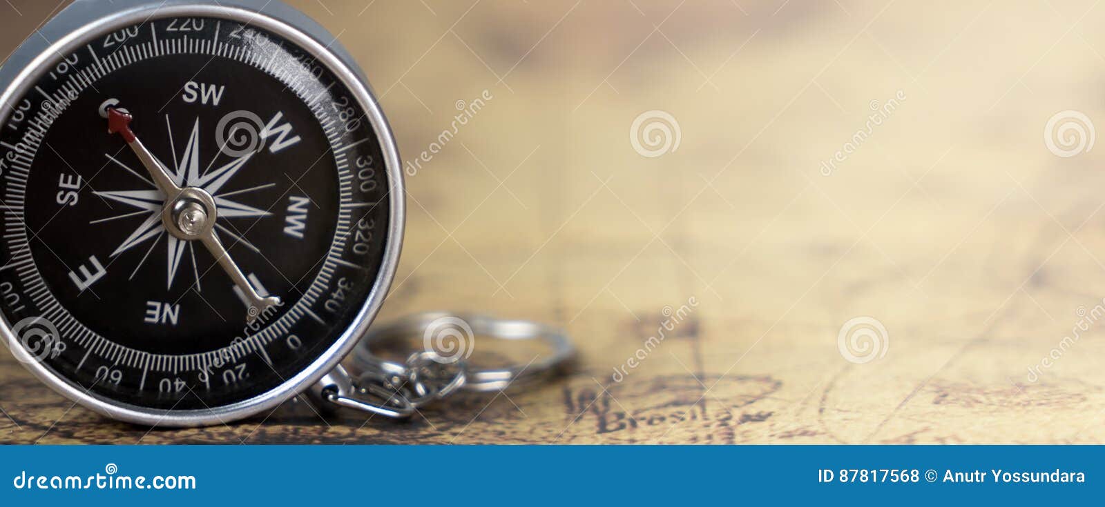 Vintage Travel Retro Compass with Bright Map Stock Photo - Image of ...