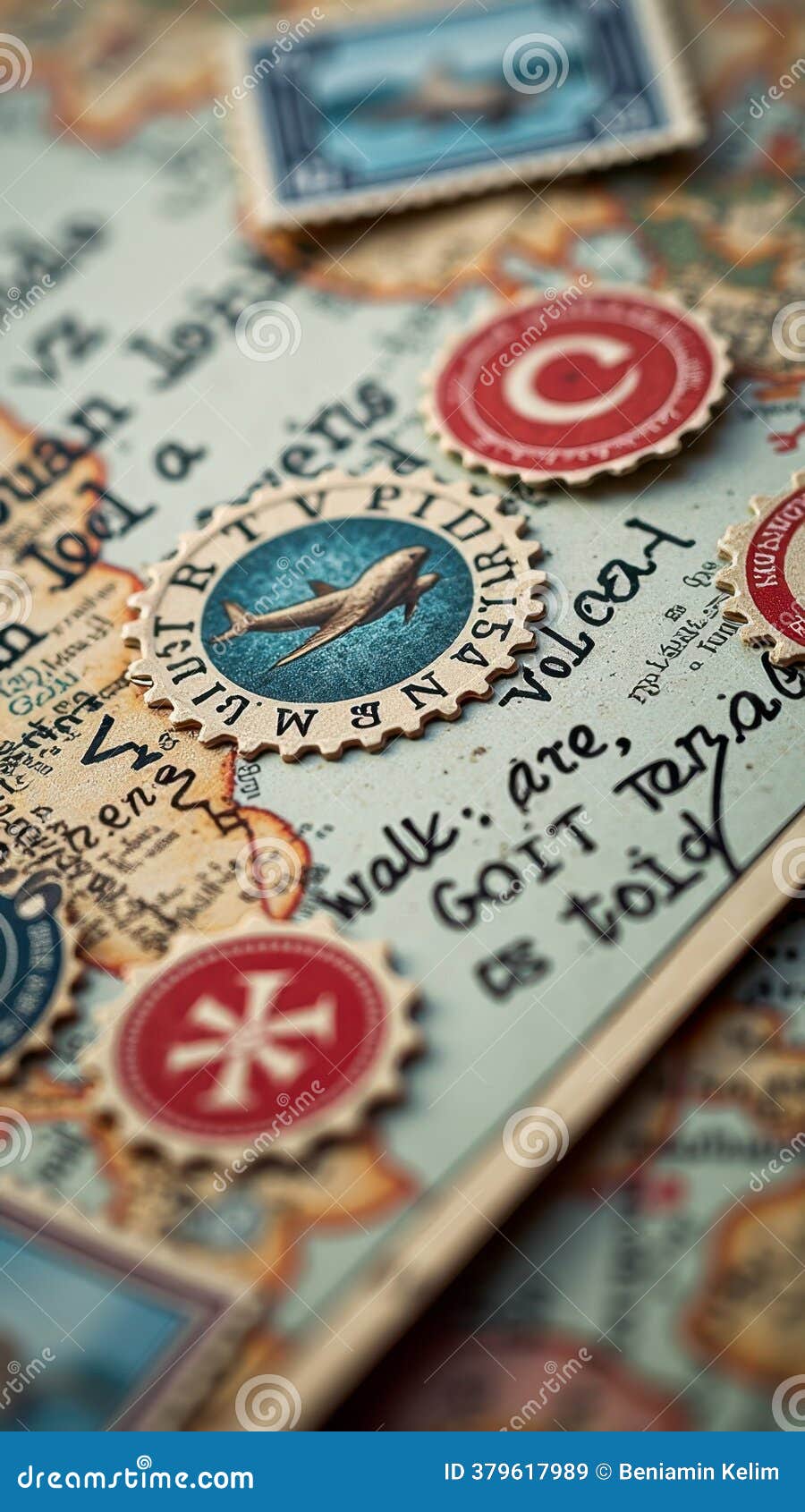 Travel Themed Quilt Concept Colorful Vintage World Map Country Border ...