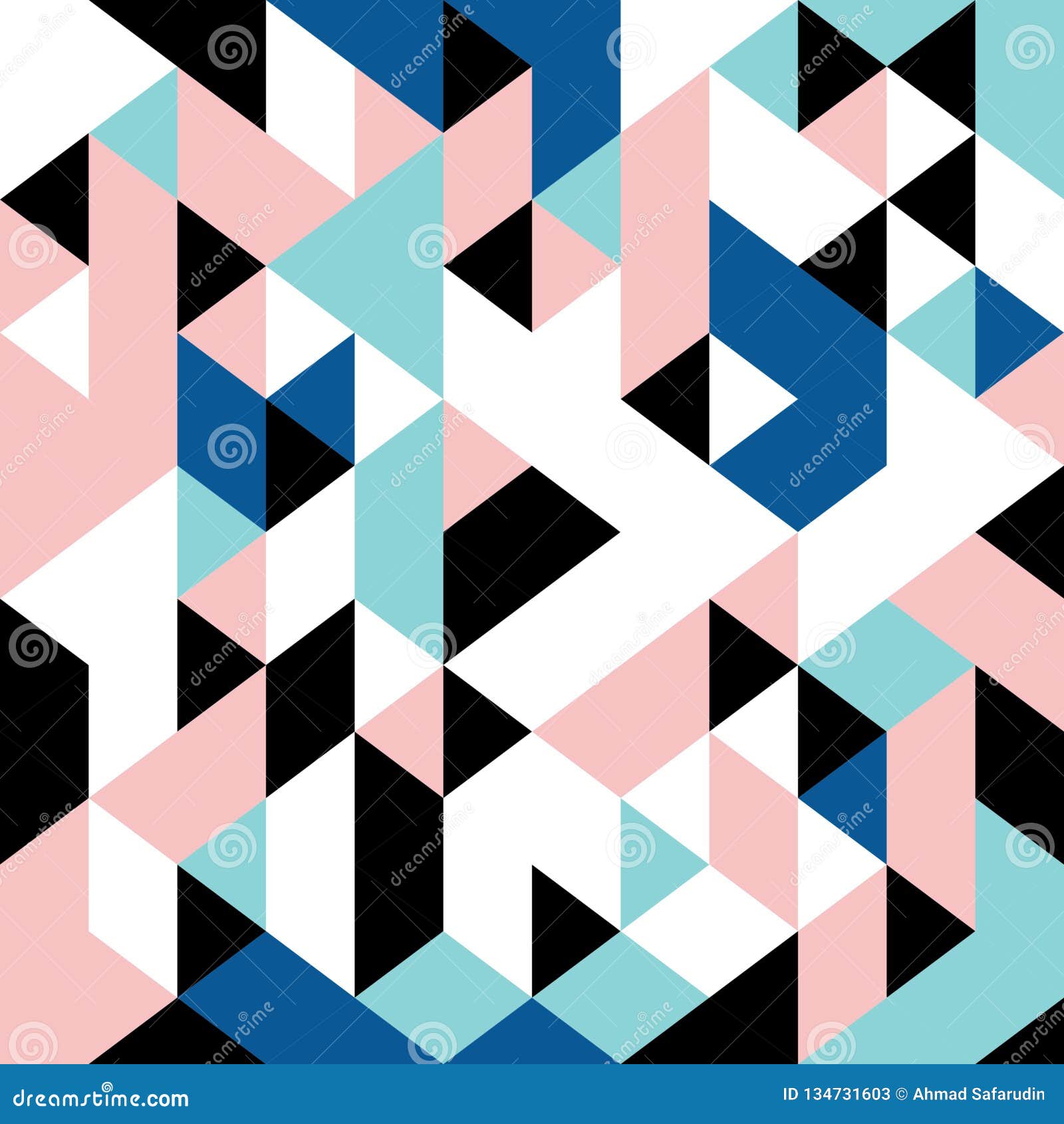 Triangle Retro Seamless Pattern Vector Illustration. Hipster Vintage ...