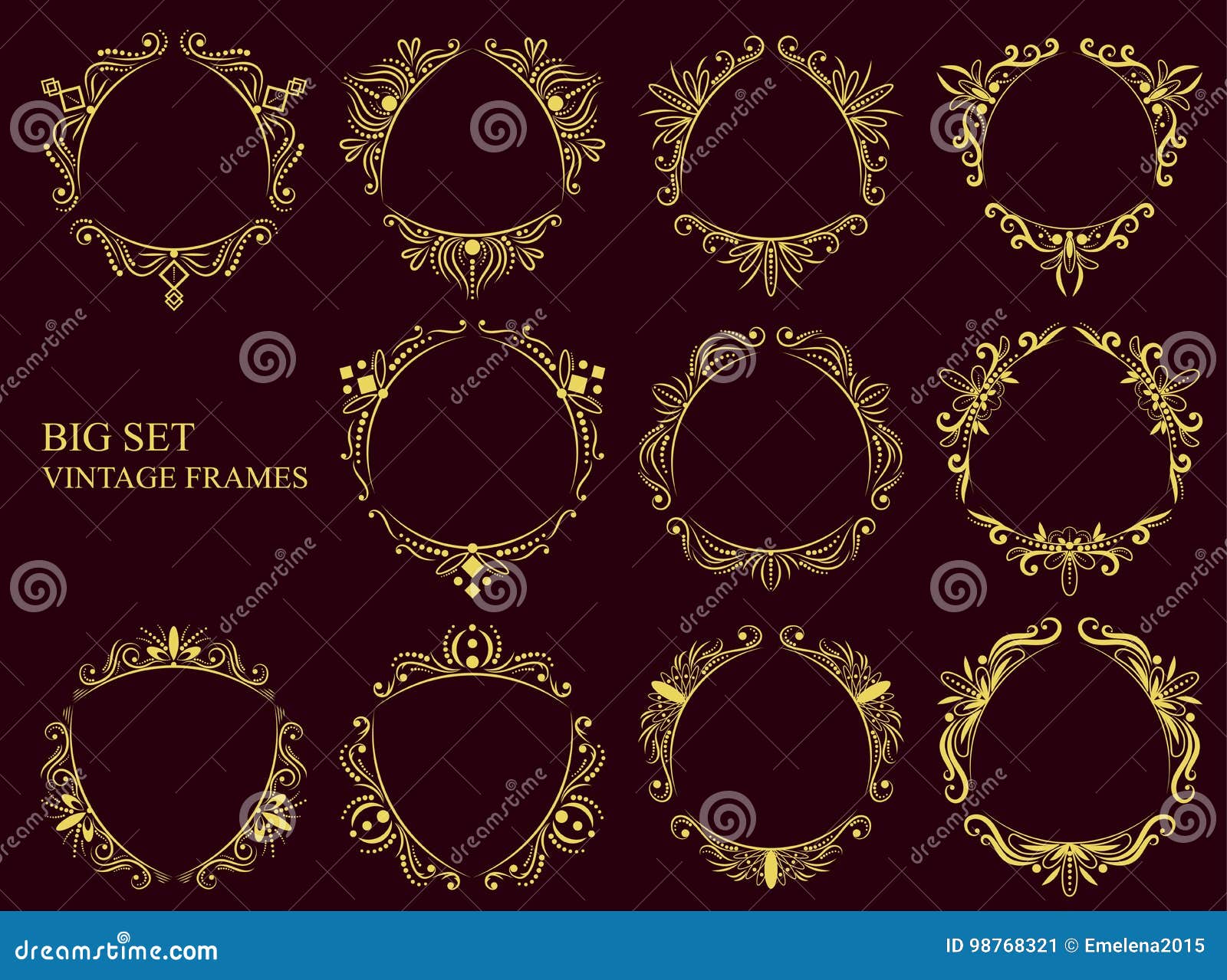 Vintage Triangular Frames Big Set Stock Illustration - Illustration of ...