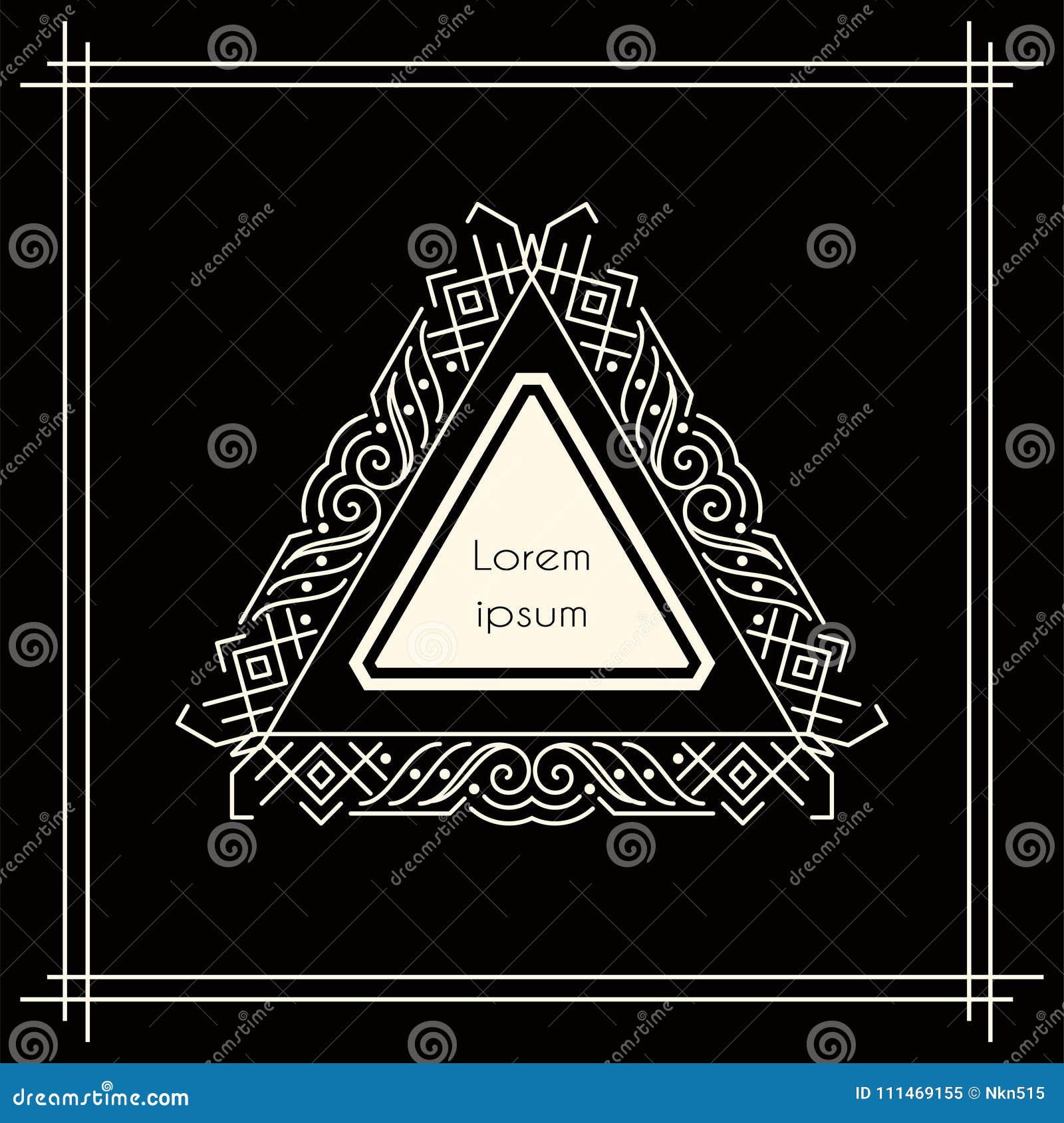 Vintage Triangular Geometric Frame Stock Vector - Illustration of lines ...