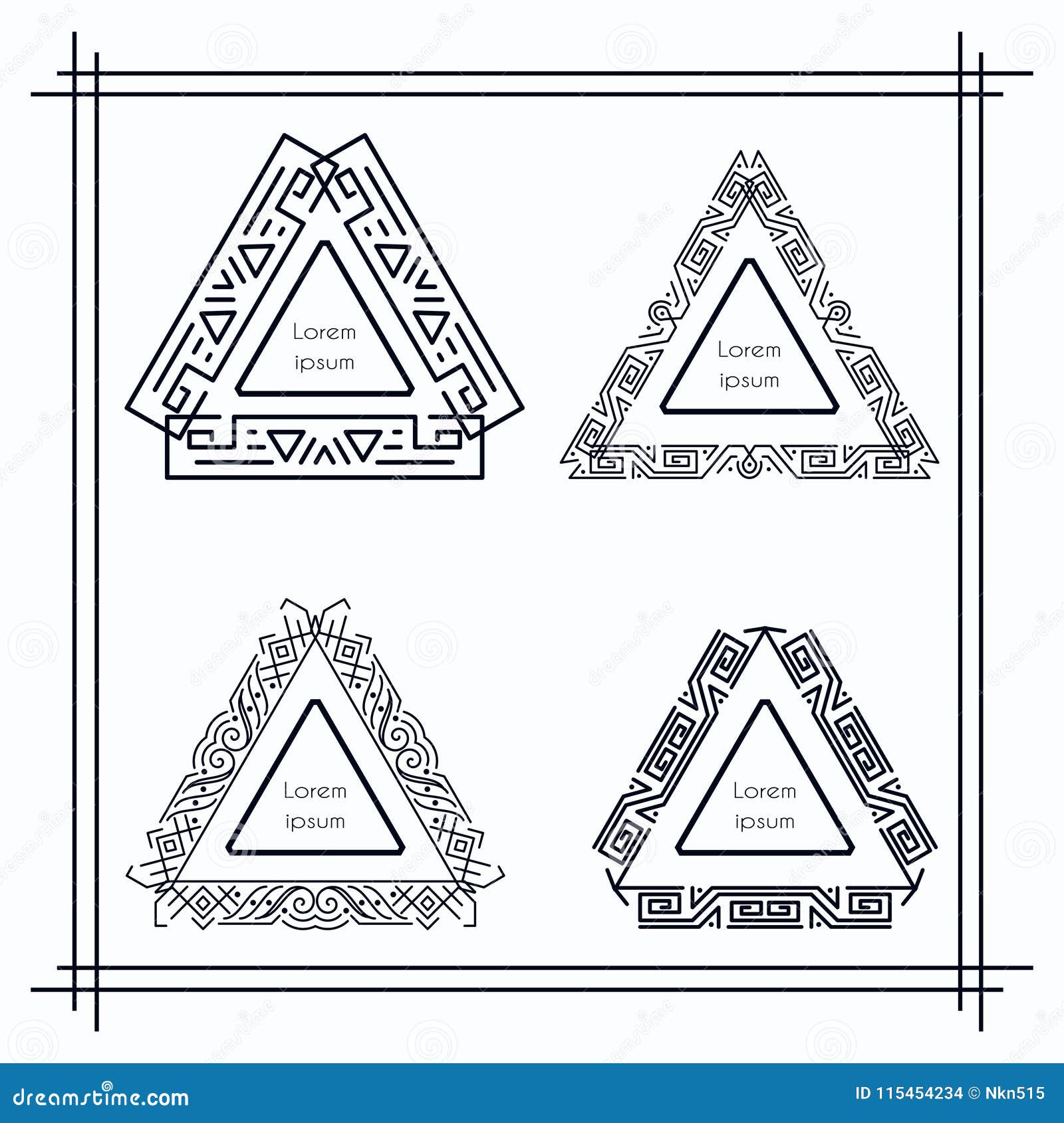 Vintage Triangular Geometric Frames Stock Vector - Illustration of ...