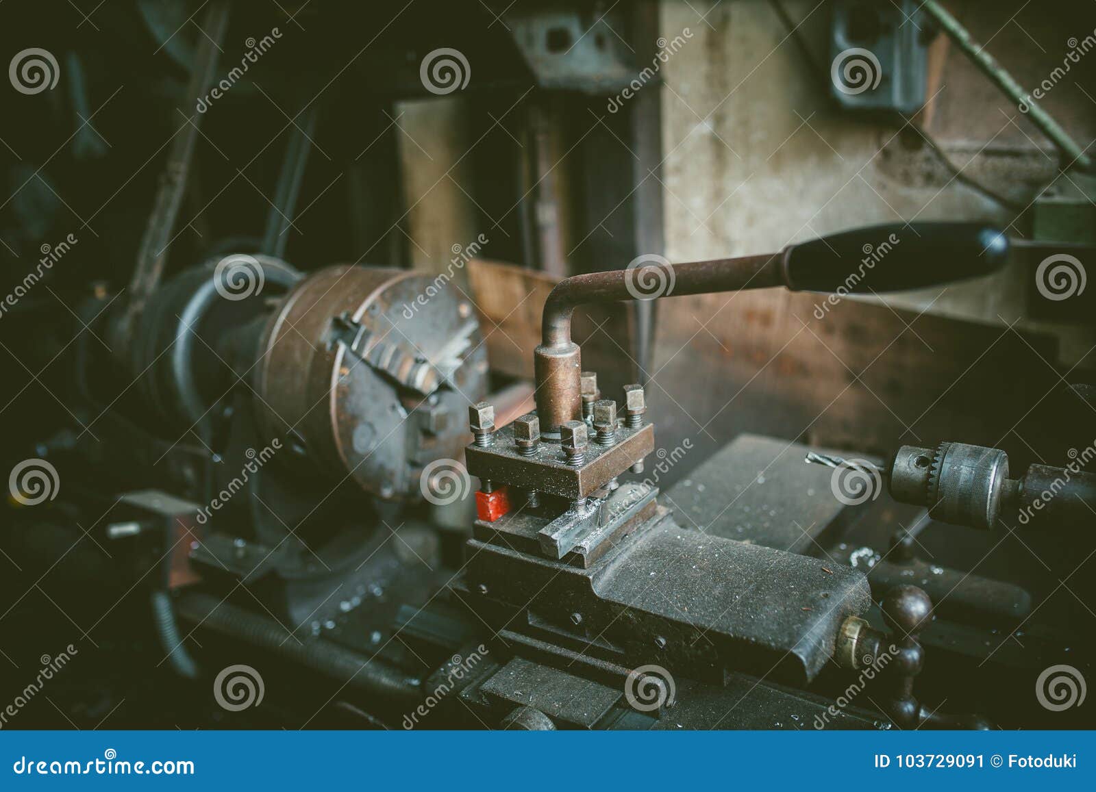 Vintage Turning Machine in Workshop Stock Image - Image of metalwork ...