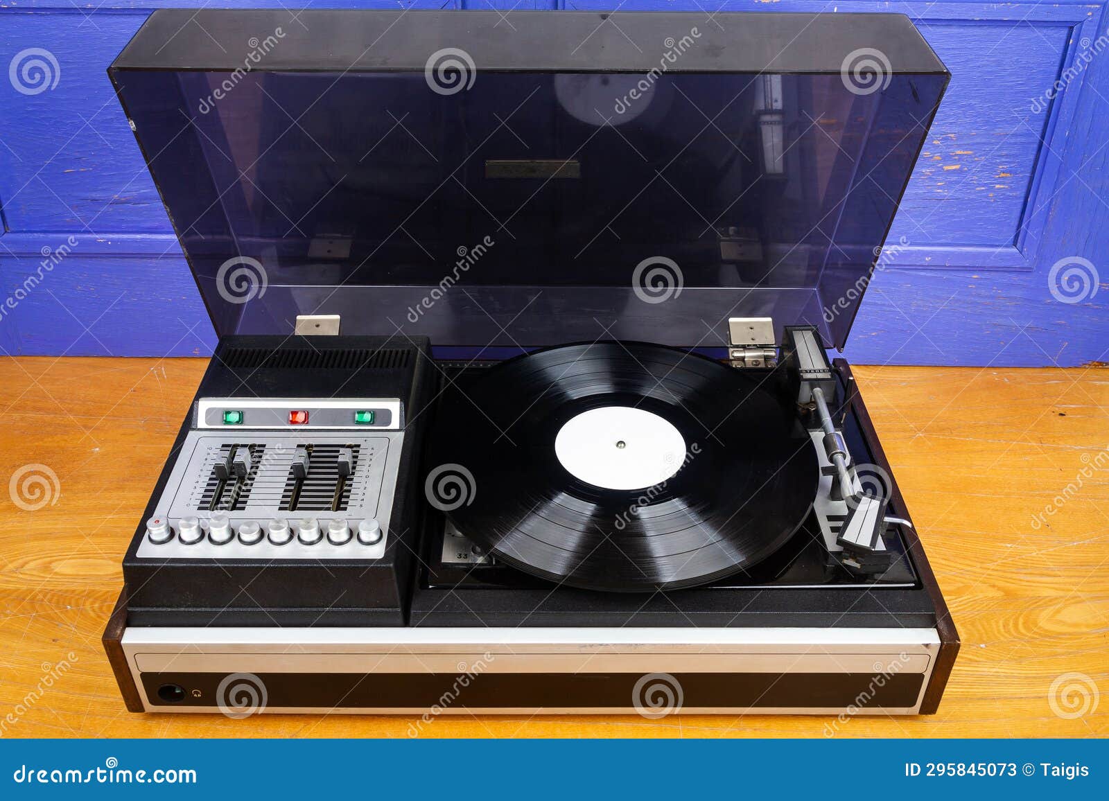 Vintage Turntable Record Player with Dust Cover Stock Image - Image of ...