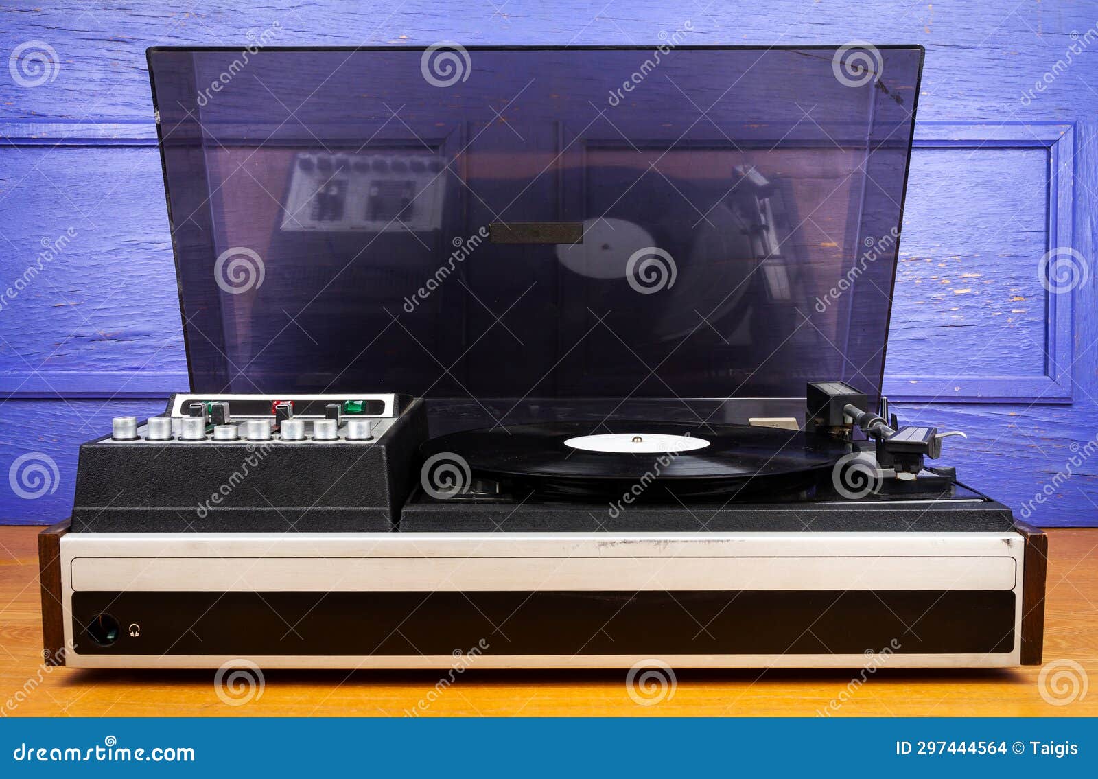 Vintage Turntable Record Player with Dust Cover Stock Photo - Image of ...