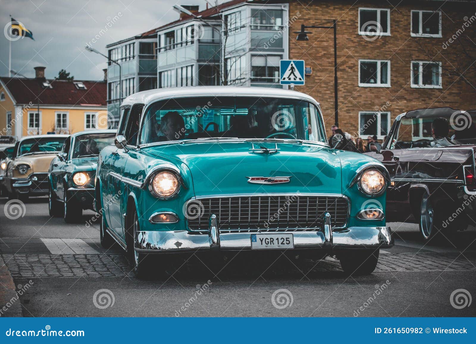 Vintage Turquoise Car during a Cruising Event Editorial Photography ...