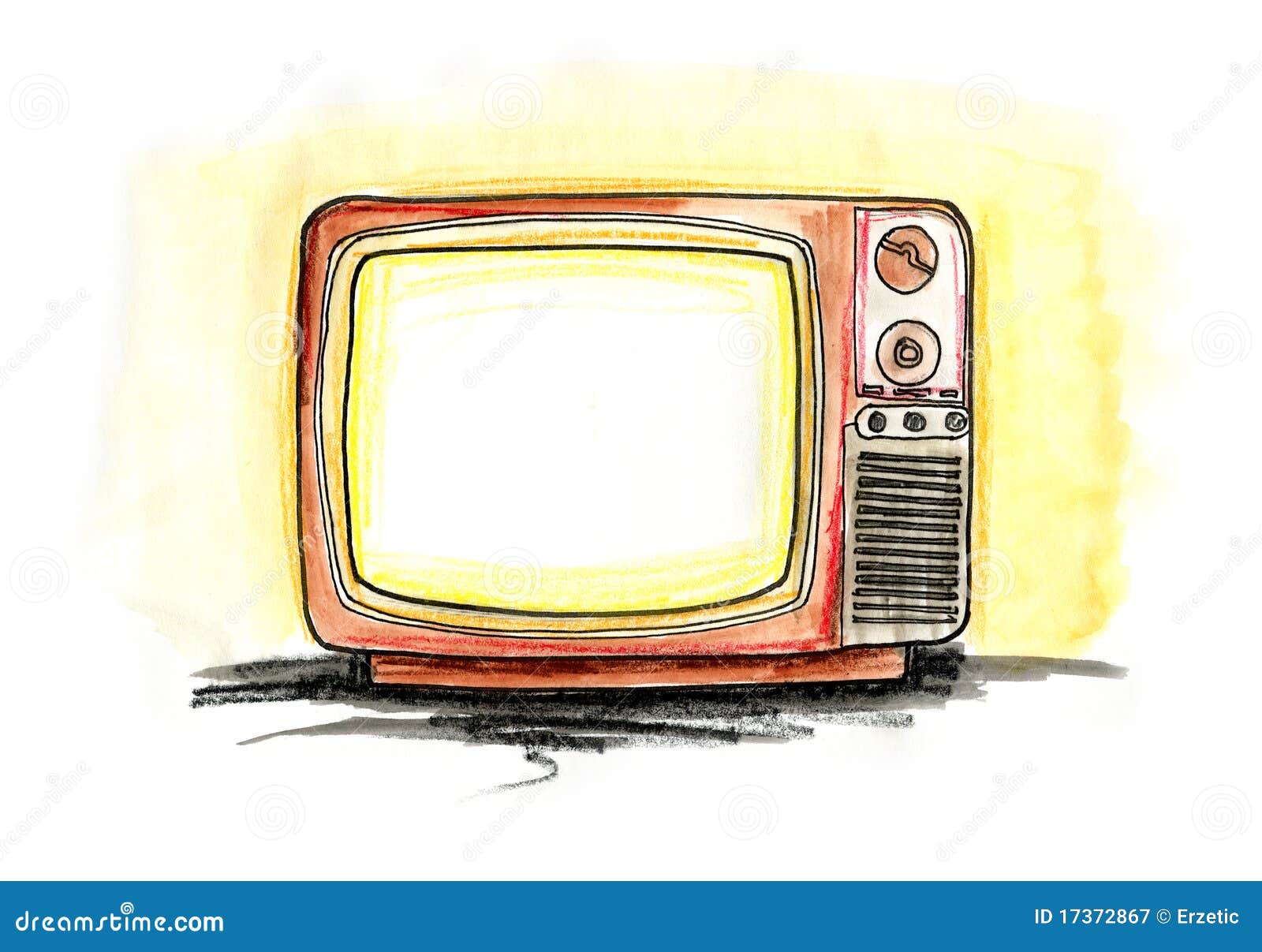 Vintage TV stock illustration. Illustration of drawing - 17372867