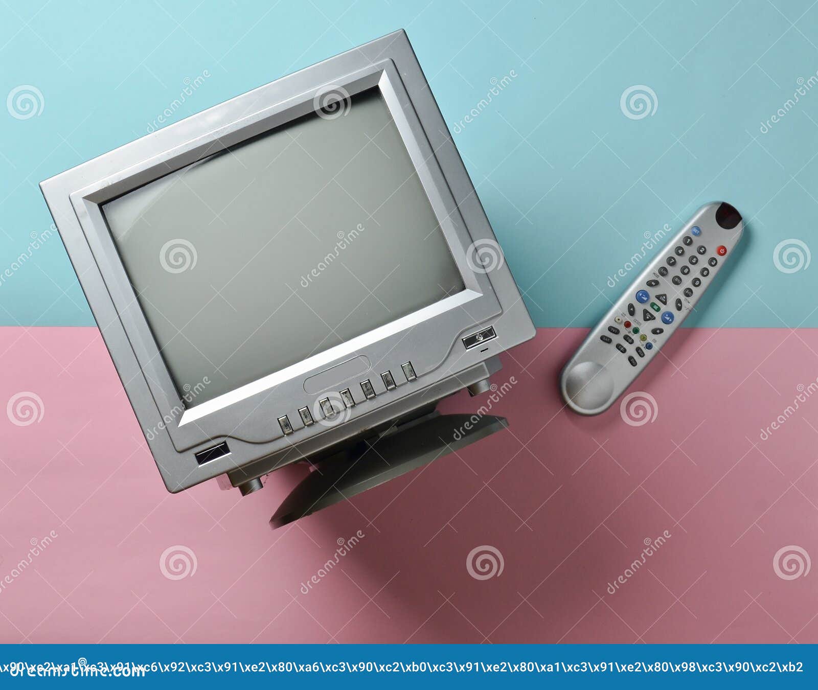 Old Vintage TV Remote Control Isolated On White Background. Black ...