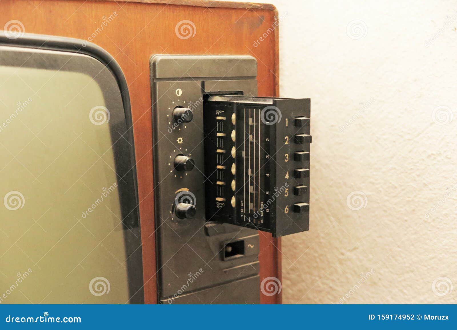 Vintage TV Set Box Fine Tuning Control Panel Stock Photo - Image of ...