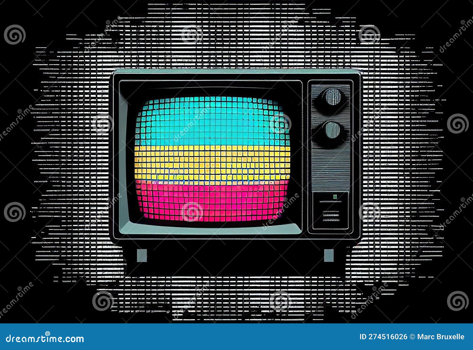 Vintage TV Showing Static Signal - AI Generated Stock Illustration ...