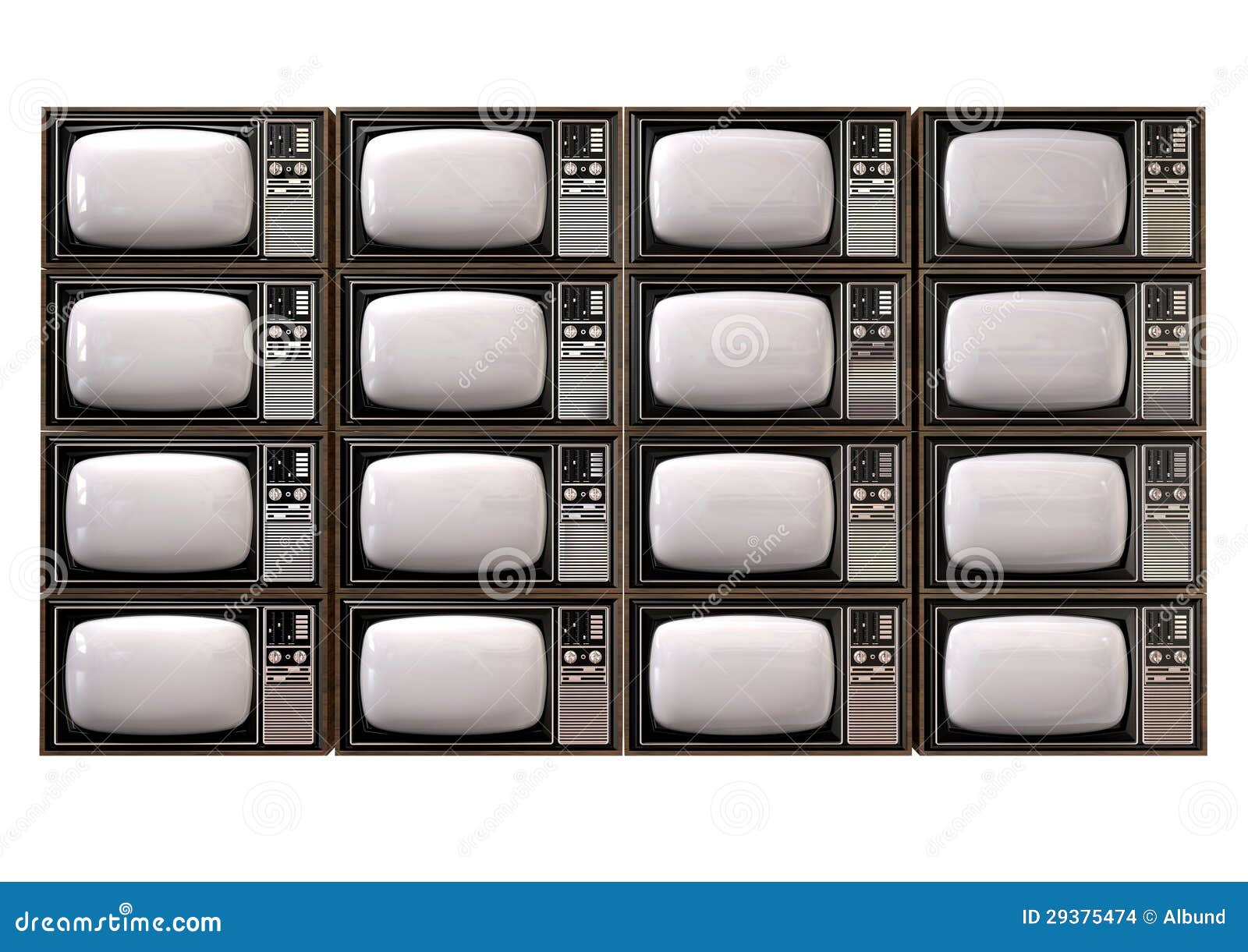 Vintage TV Stack Isolated Front Stock Illustration - Illustration of ...