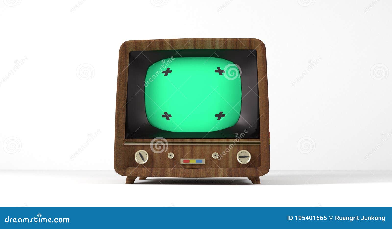 Vintage TV Television Front View, Old Television Vintage Style Stock ...
