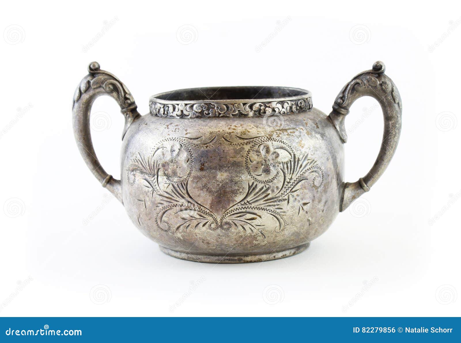 Vintage Two Handle Silver Cup Stock Photo - Image of design ...