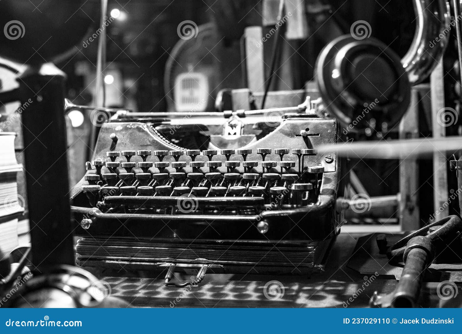 Old Typewriter In Black And White Stock Image | CartoonDealer.com #9182791