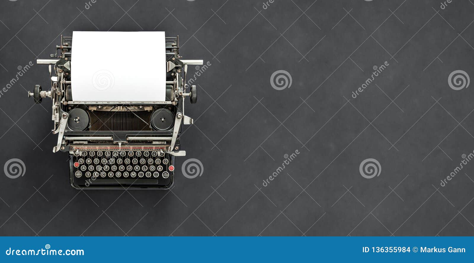Vintage Typewriter with Blank Sheet of Paper Retro Technology Stock ...