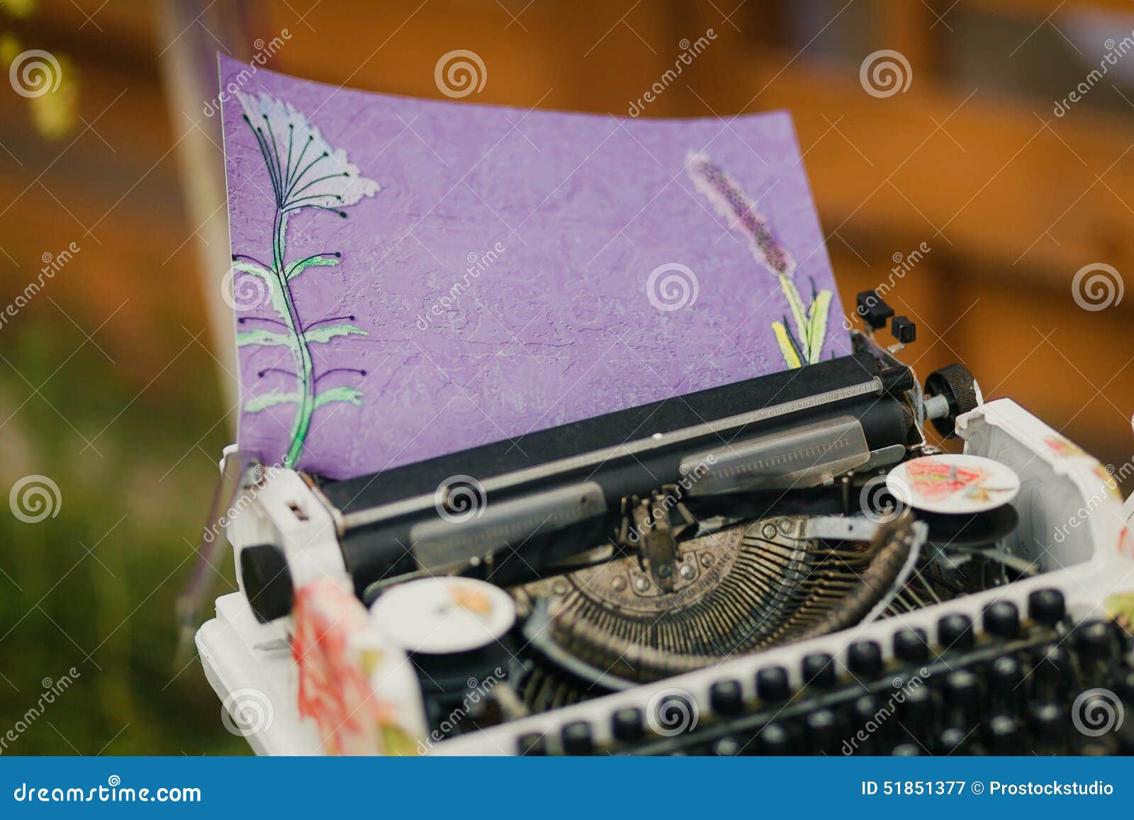 Vintage Typewriter with Fancy Paper Stock Image - Image of paper, event ...