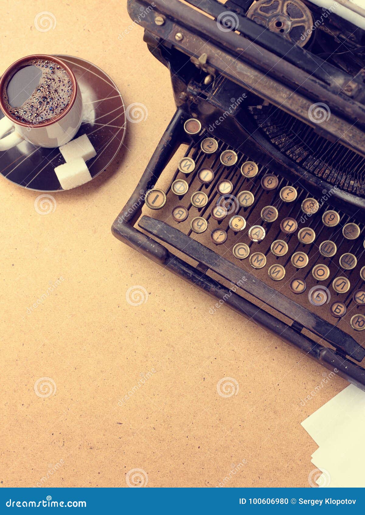 Vintage Typewriter and a Fresh Cup of Coffee Stock Photo - Image of ...