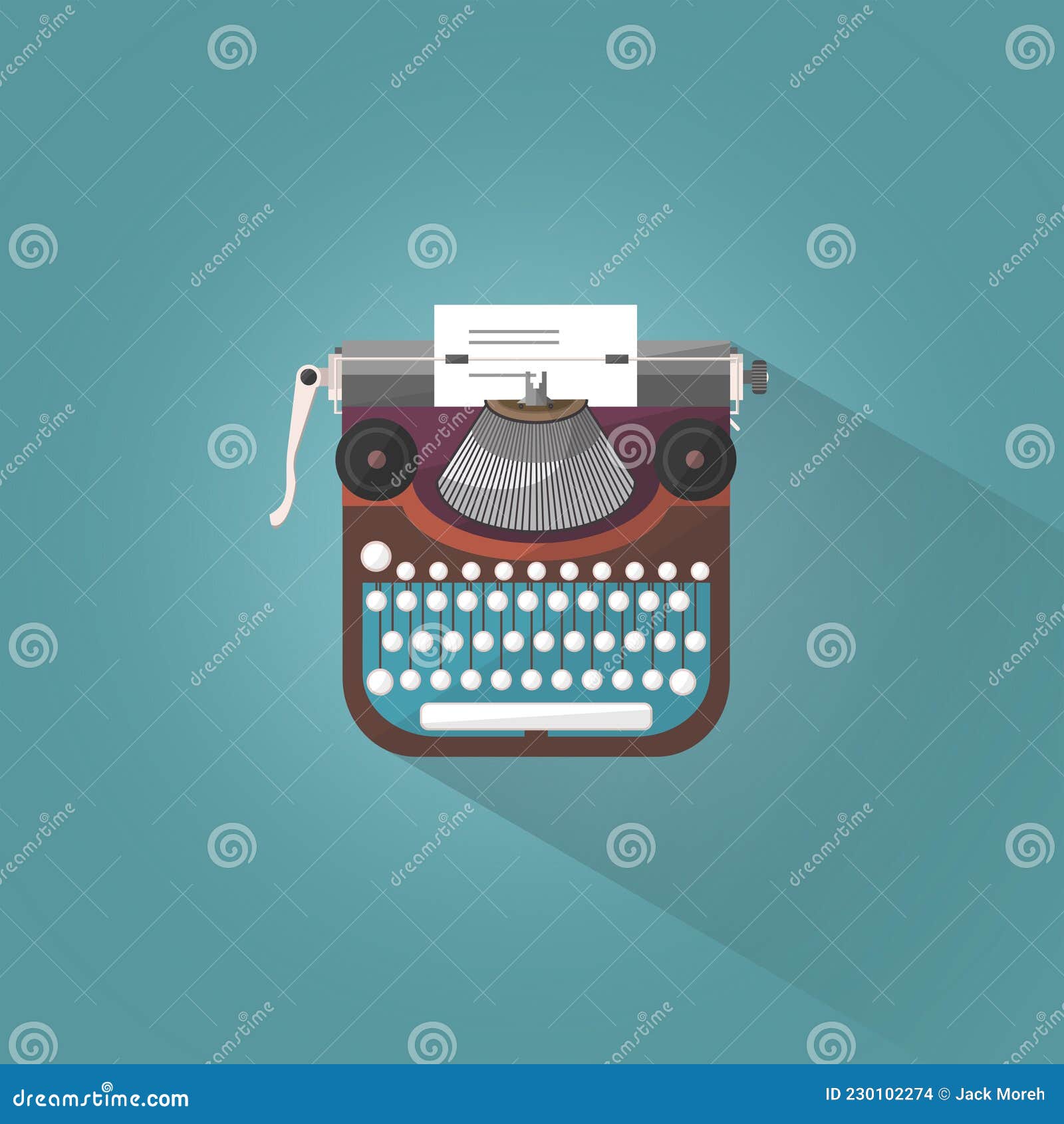 Typewriter Isolated on Teal Background - Illustration Stock ...
