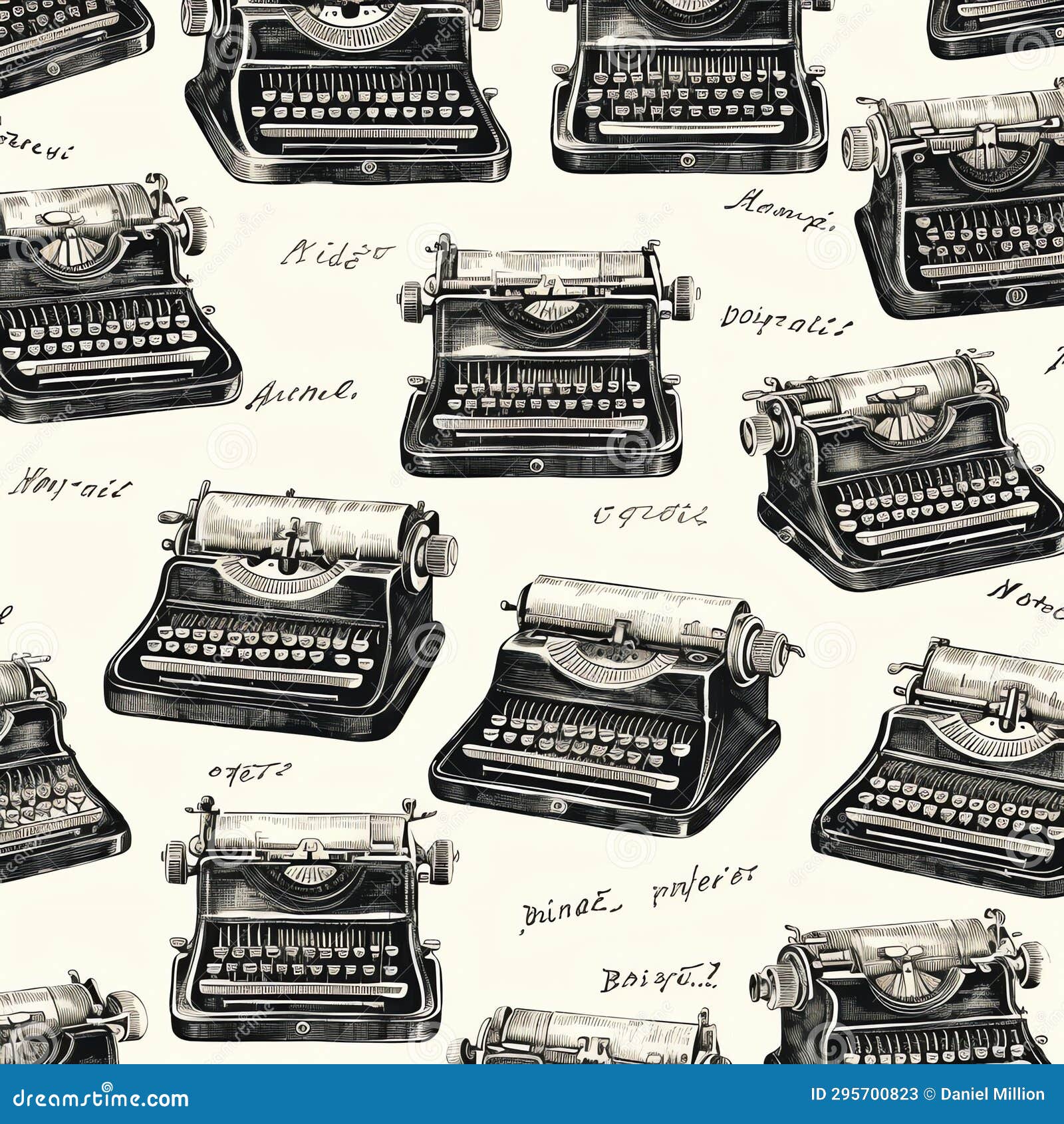 Vintage Typewriter Keys Background, Design Seamless Pattern Stock ...