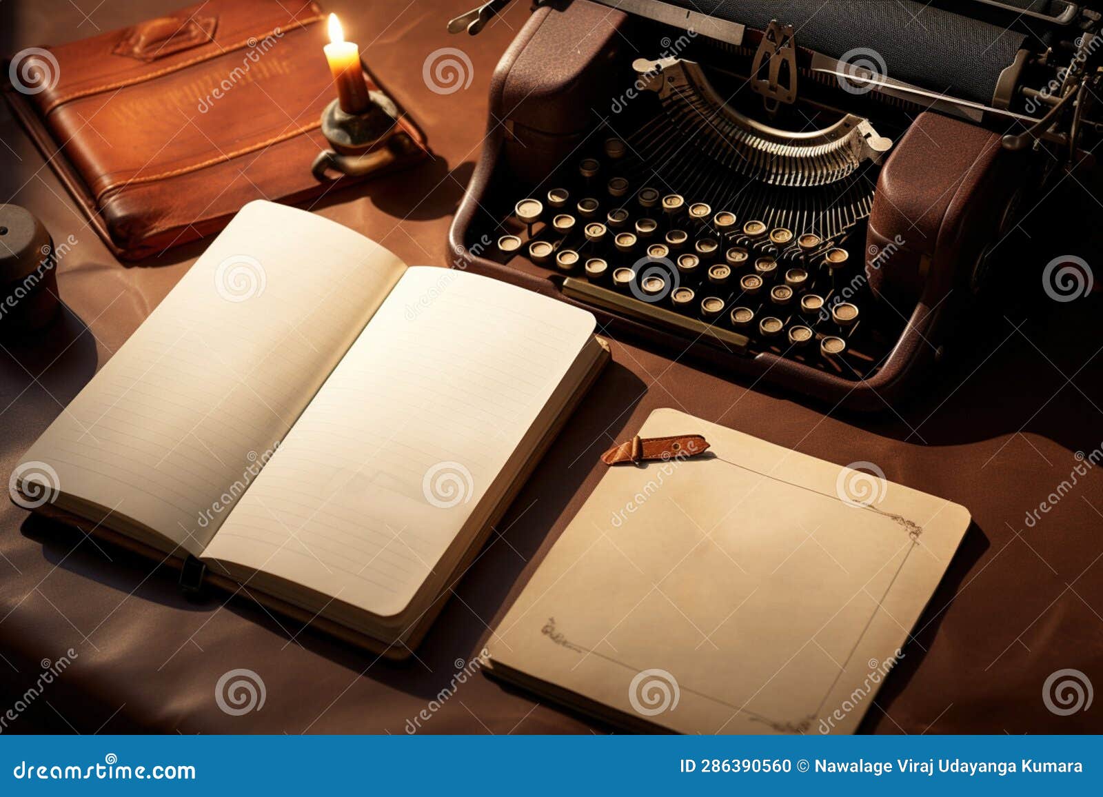 Vintage Typewriter and Journal. Generative Ai Stock Illustration ...
