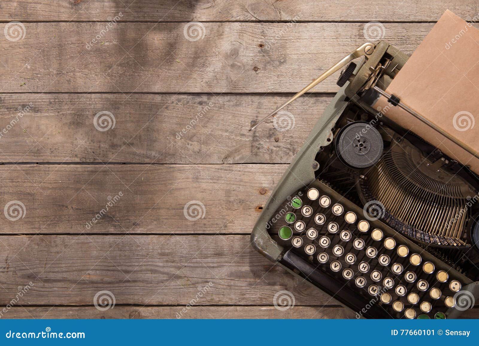 Vintage Typewriter on the Old Wooden Desk Stock Image - Image of ...