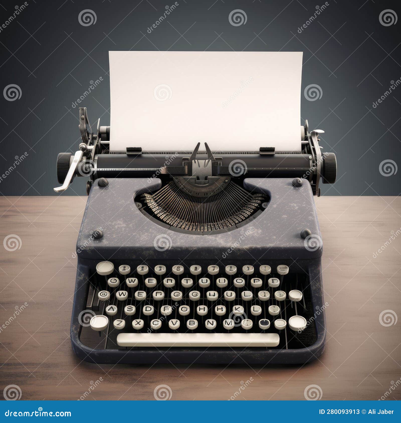 Vintage Typewriter with Paper, Mockup, Ai Generative Illustration Stock ...