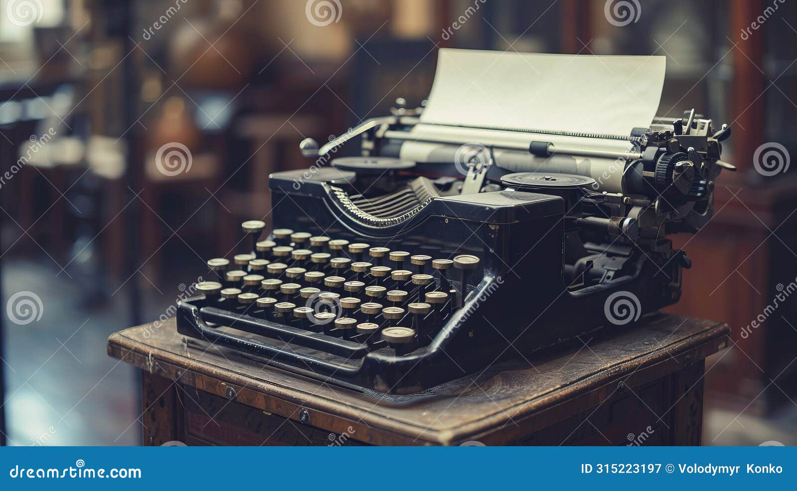Vintage Typewriter on Table, Classic Writing Equipment Stock Image ...