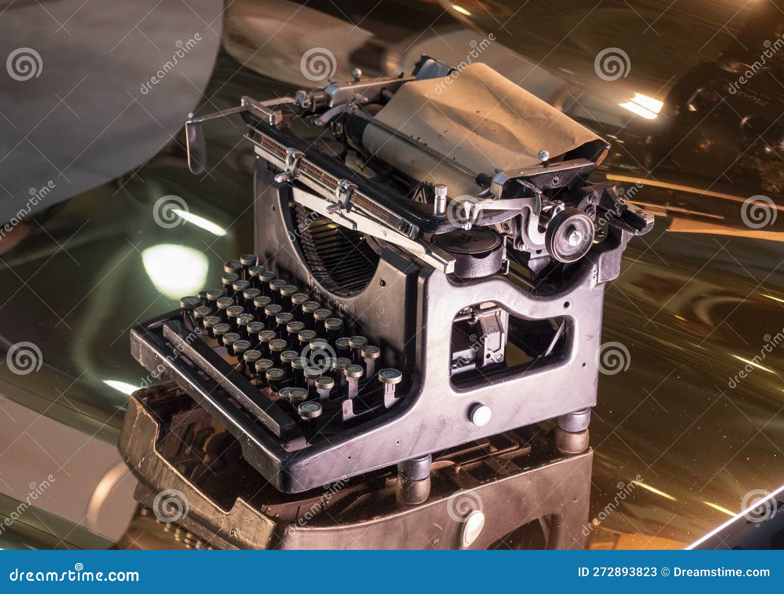 Vintage Typewriter on a Table, Process in Vintage Style Stock Image ...