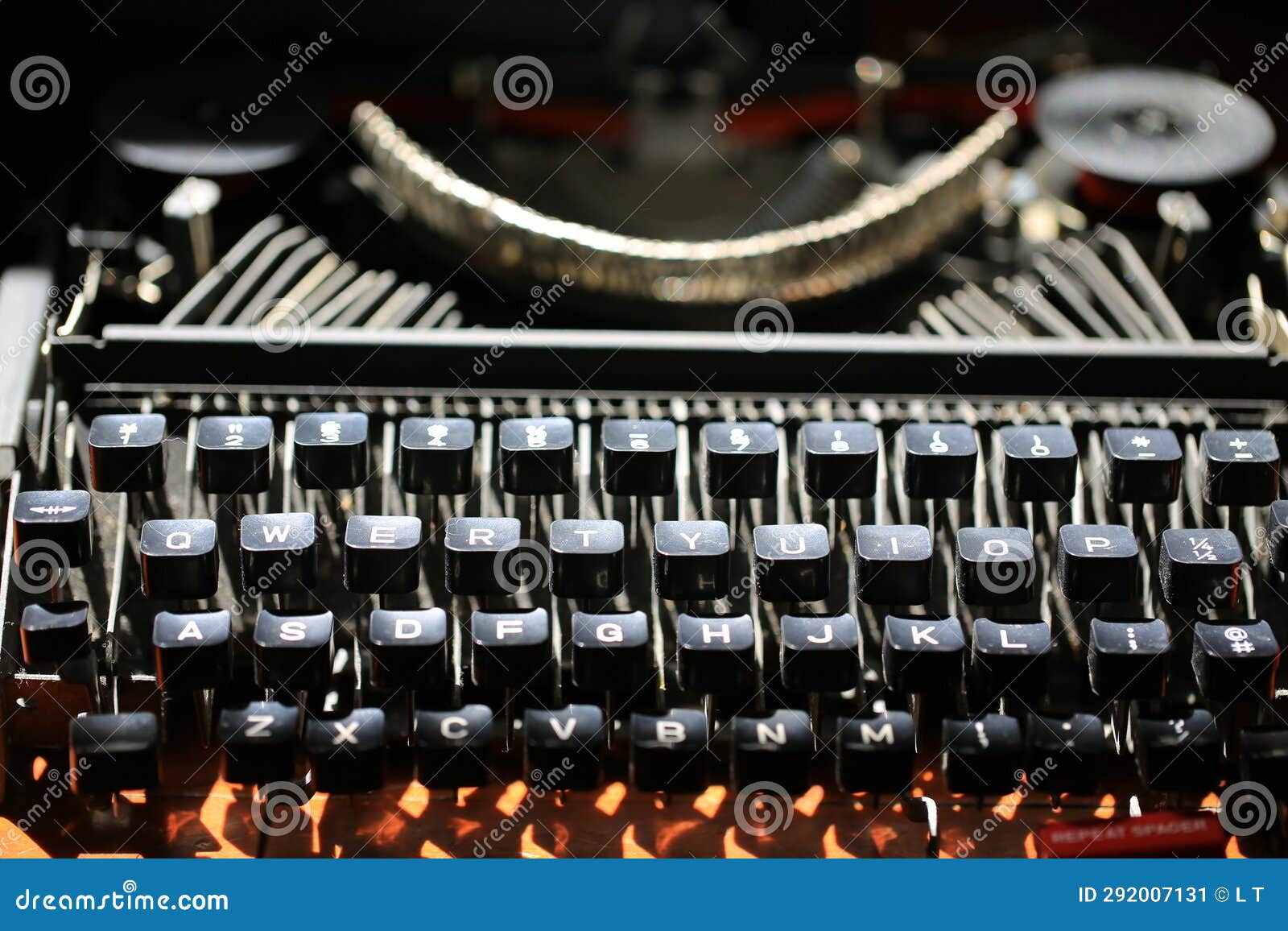 Vintage Typewriter with Typing Buttom Inside the Machine Stock Image ...