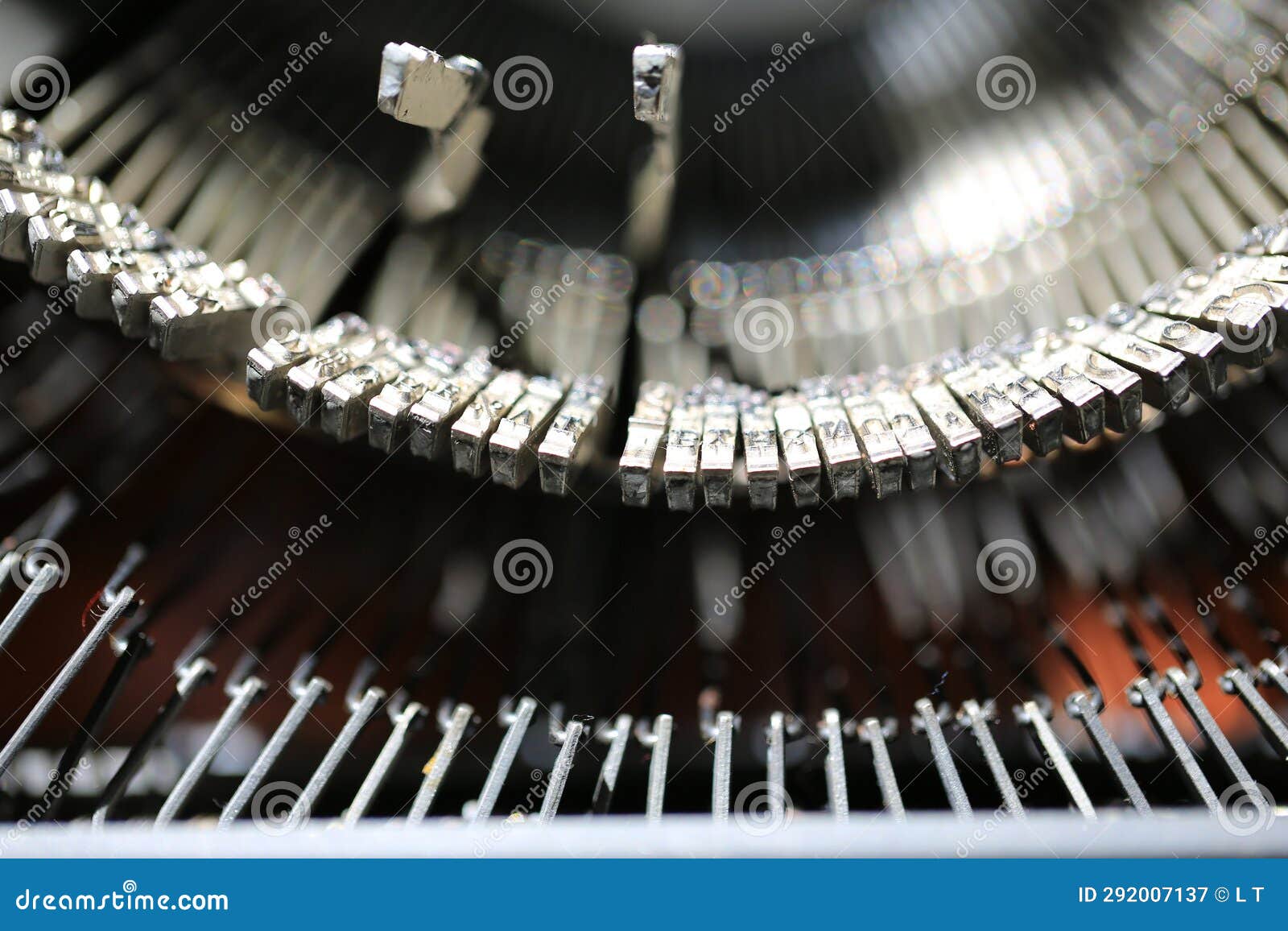 Vintage Typewriter with Typing Buttom Inside the Machine Stock Image ...